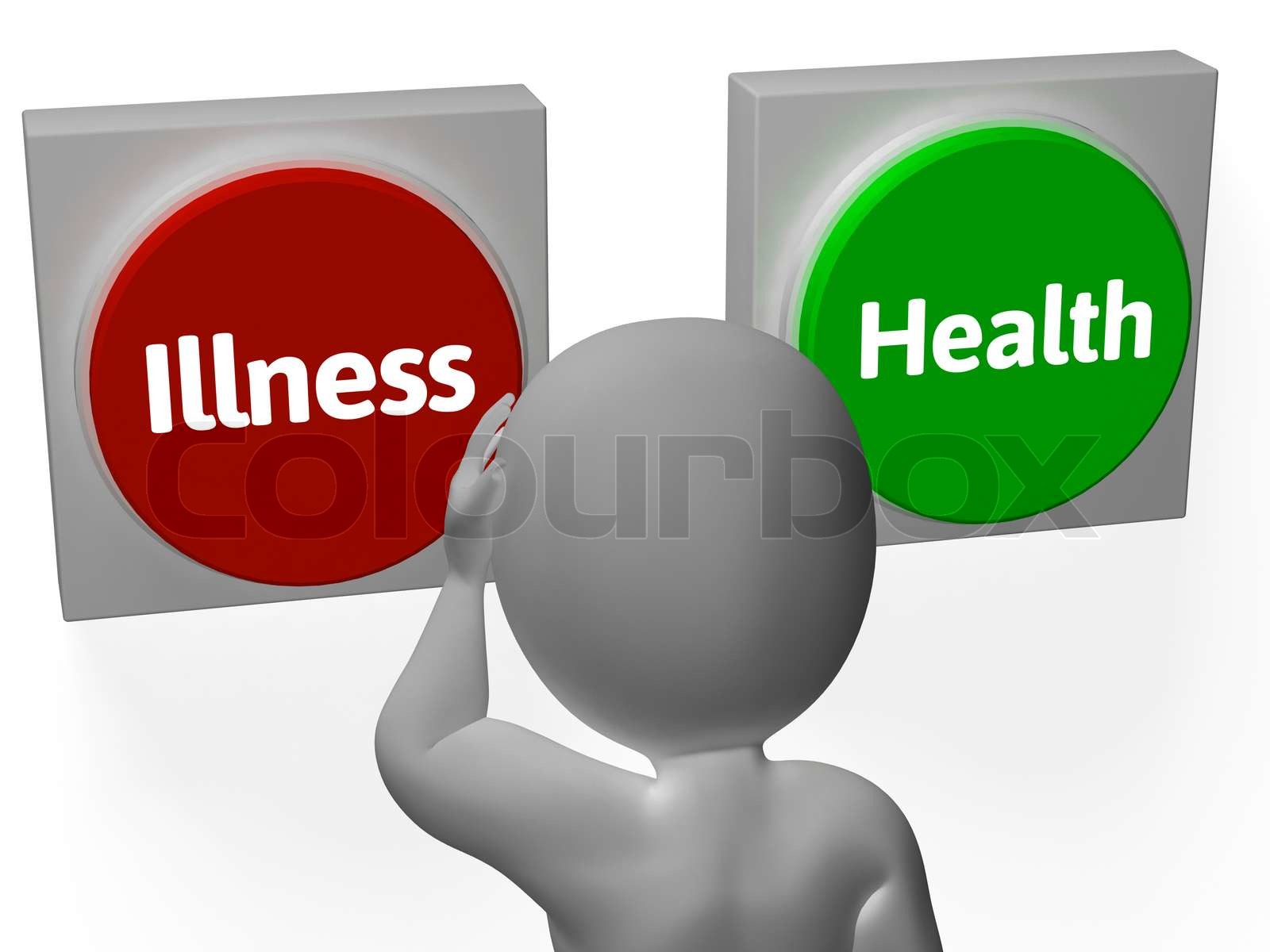 Illness Health Buttons Show Sickness Or Healthcare | Stock image ...