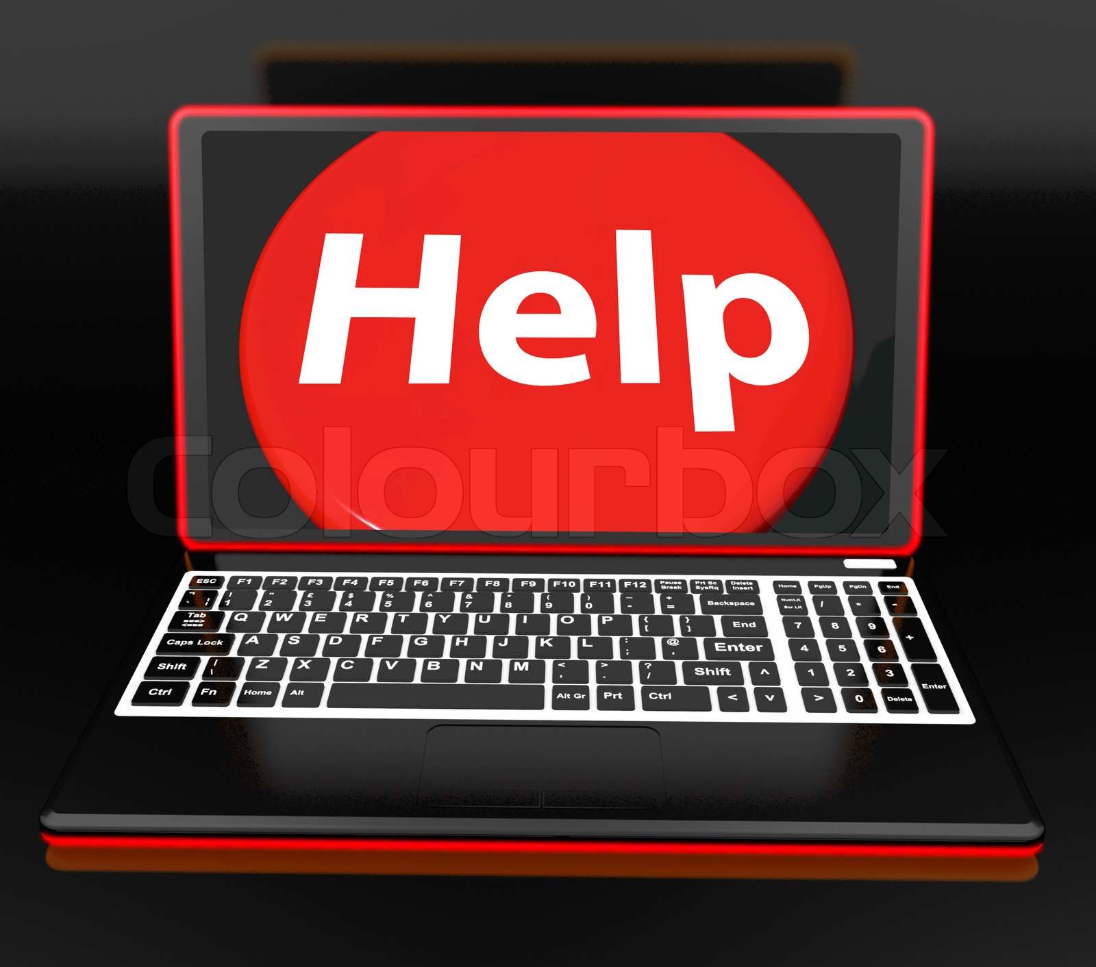 Help On Laptop Shows Helping Customer Assistance Helpdesk Or Support ...