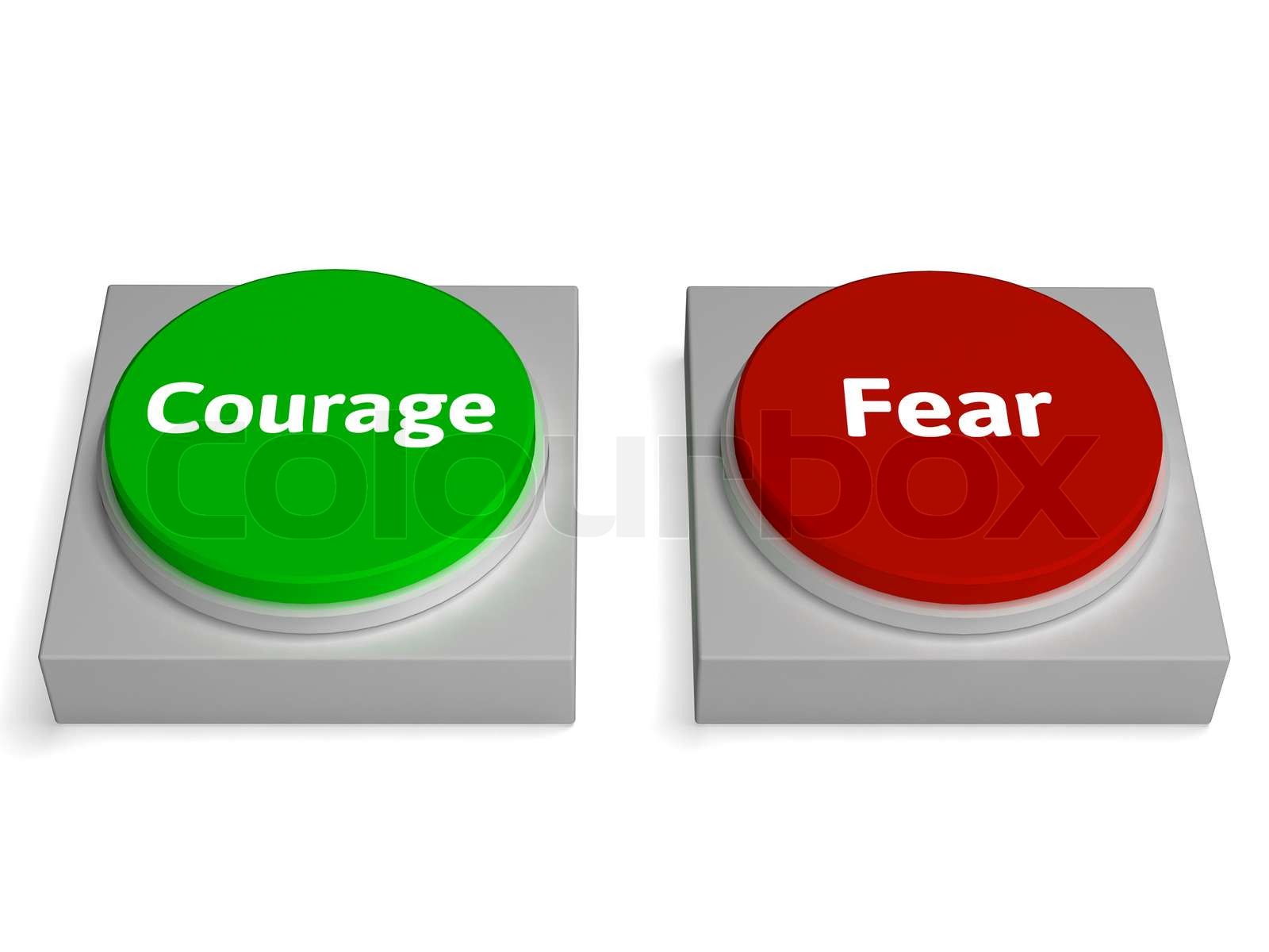 Courage Angst Buttons Zeigt Mut oder Angst | Stock Bild | Colourbox