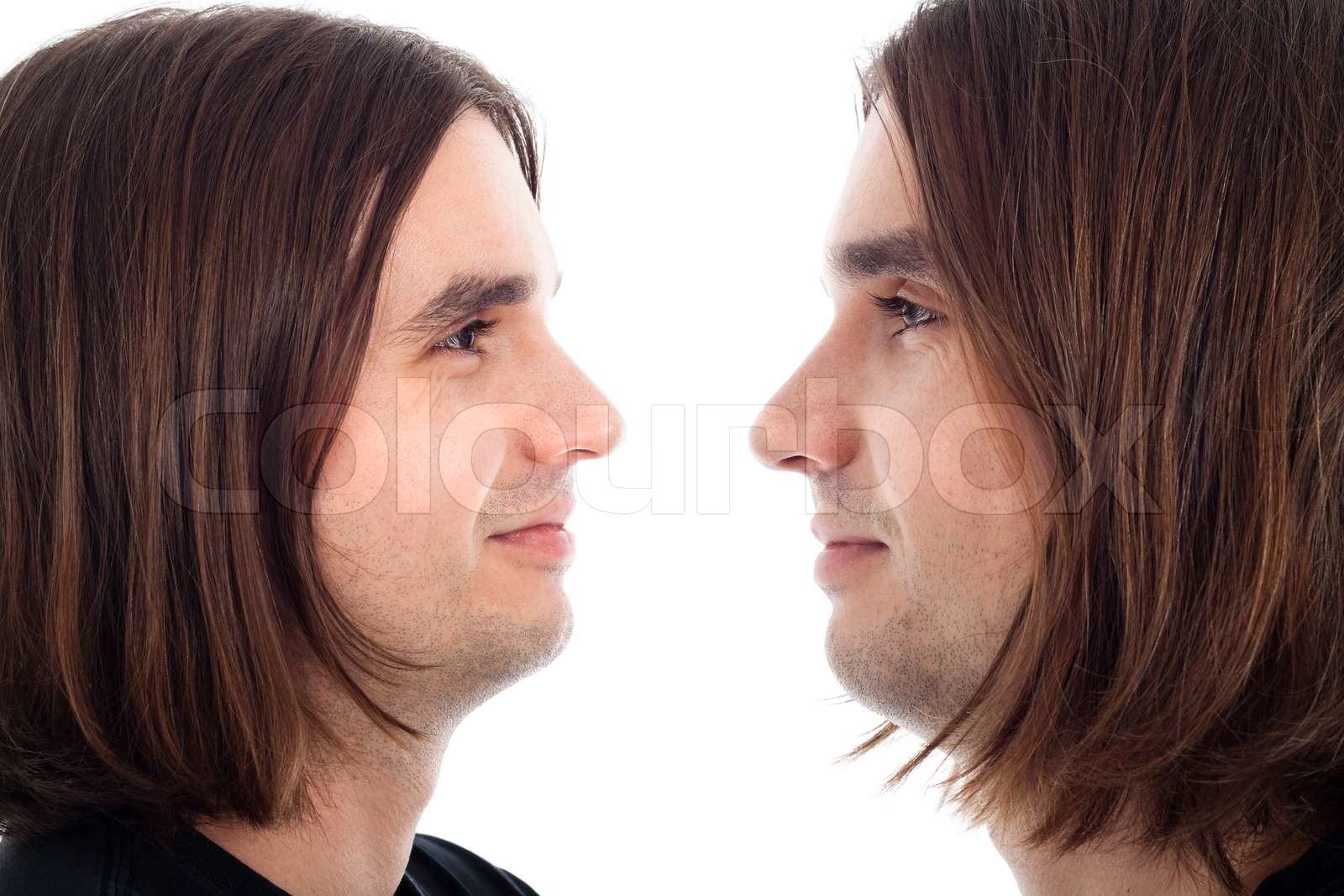 Profile of neutral smile relaxed man face | Stock image | Colourbox