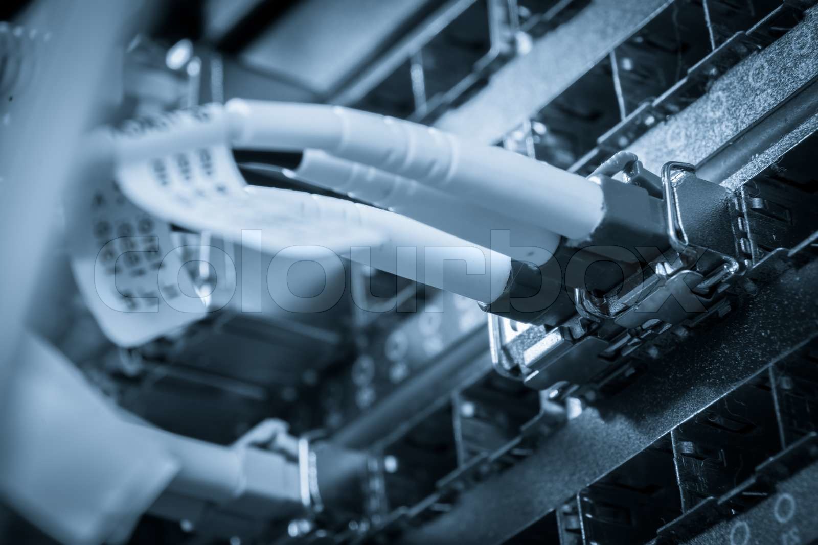 network hub and patch cables | Stock image | Colourbox