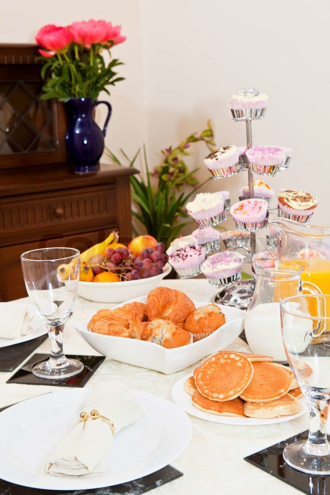 Continental breakfast table set up | Stock image | Colourbox