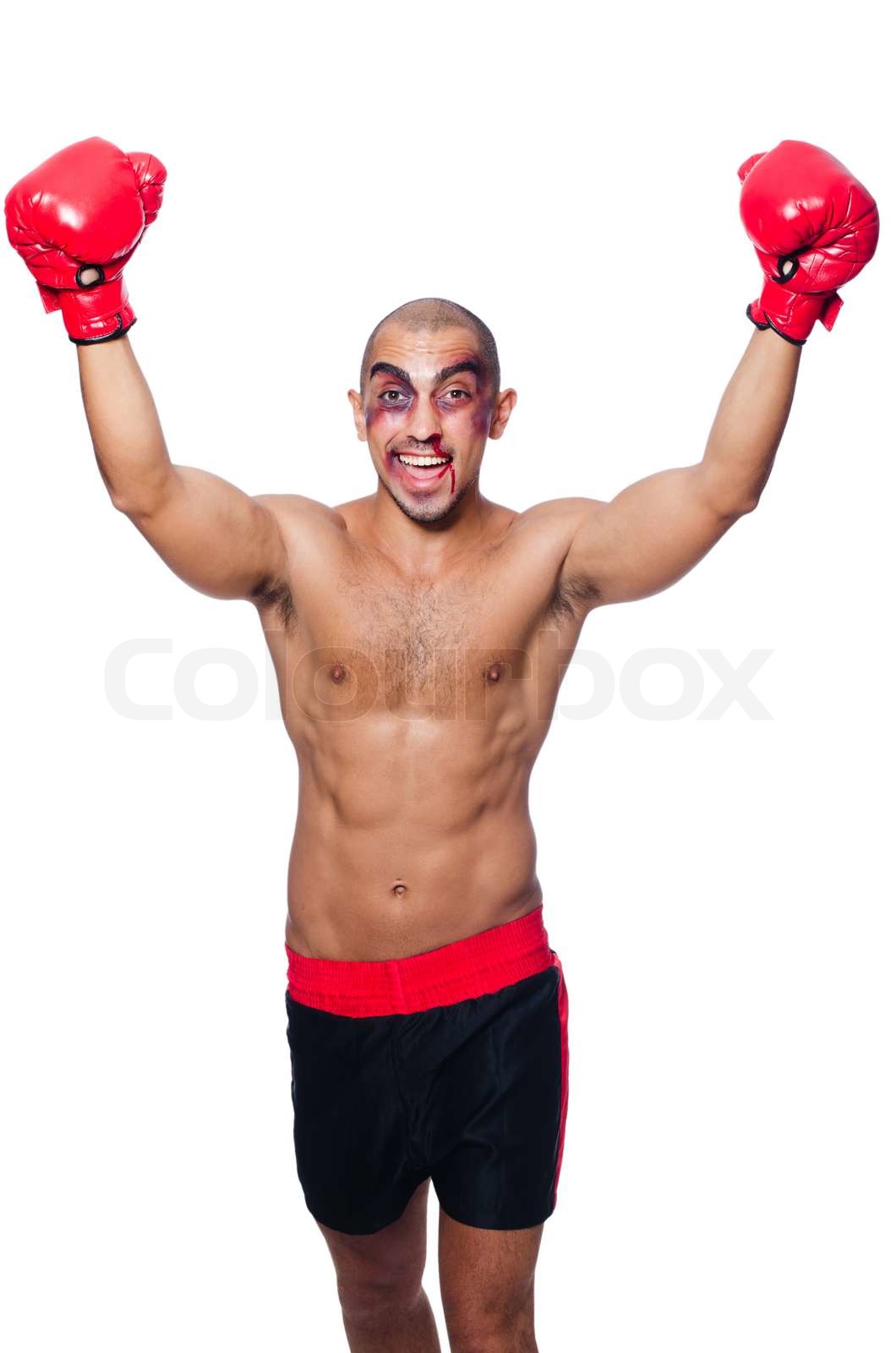 Badly beaten boxer isolated on white | Stock image | Colourbox