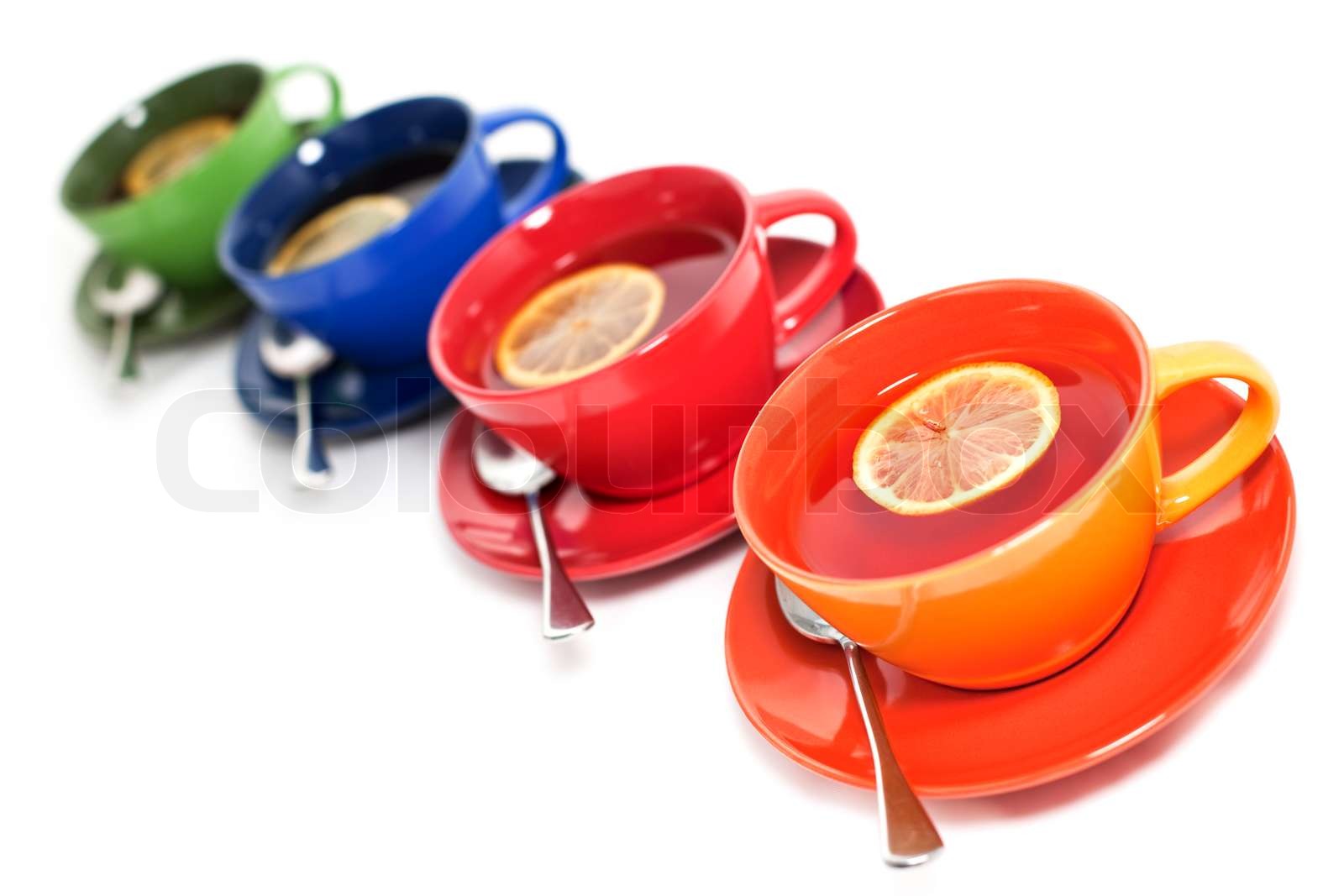 Colored tea cups | Stock image | Colourbox