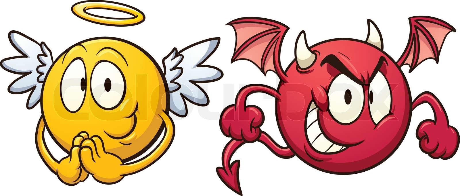 Angel and devil emoticons | Stock vector | Colourbox