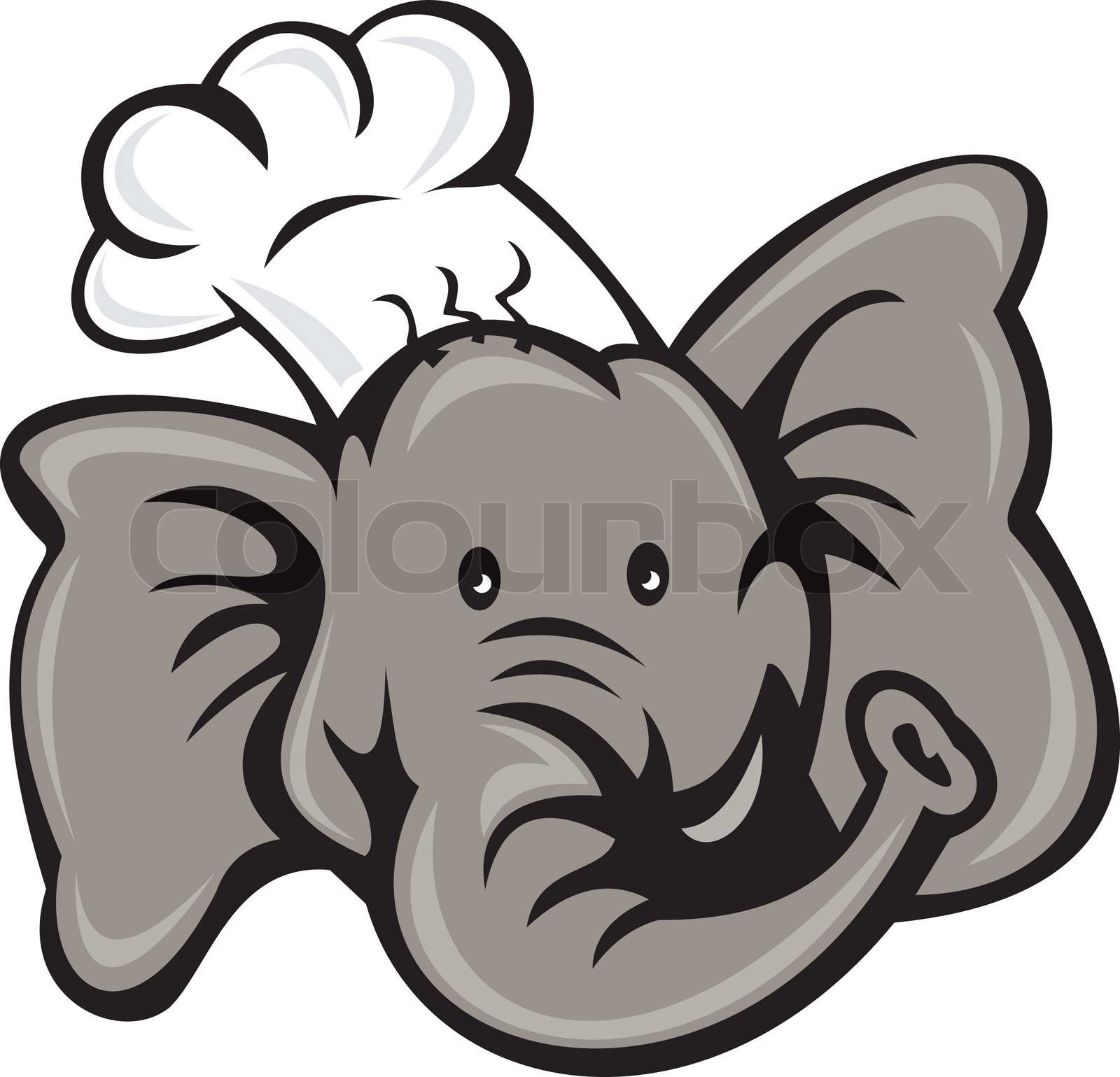 tegneserie kok baker elefant | Stock vektor | Colourbox
