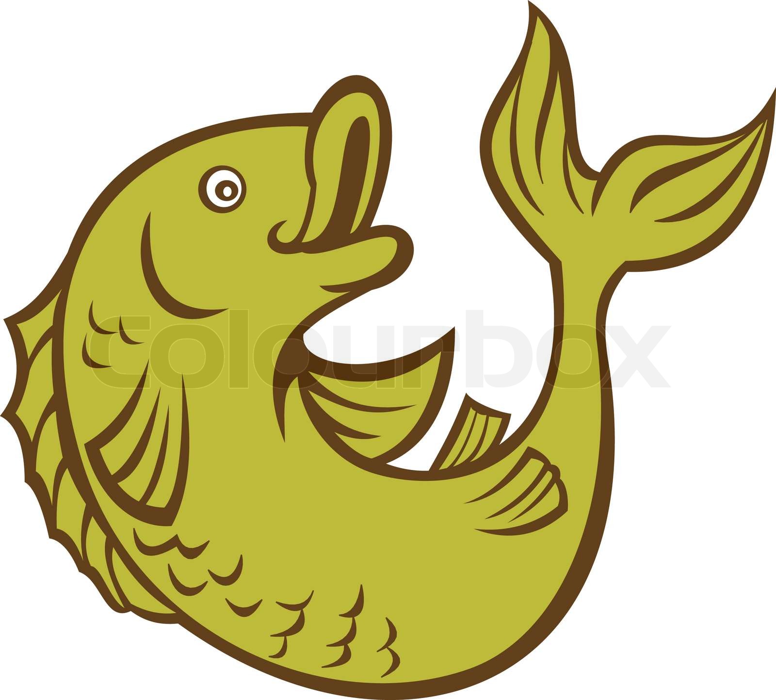 cartoon fish jumping side | Stock vector | Colourbox