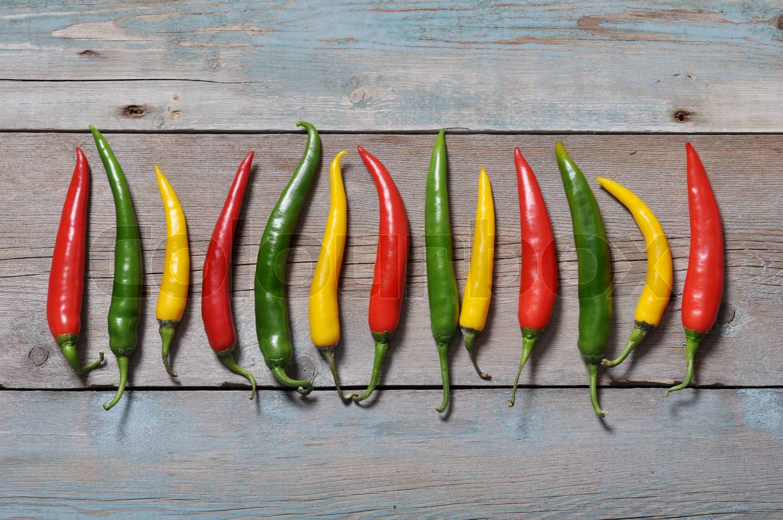 Multi colored hot chili peppers | Stock image | Colourbox