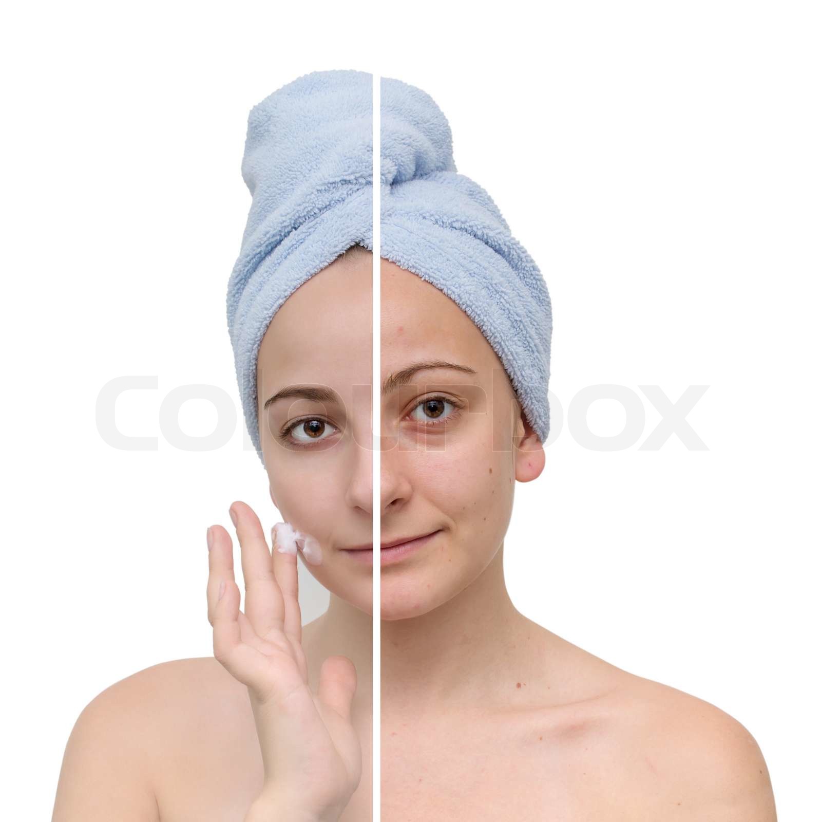 Woman's portrait isolated on white. Skin care. | Stock image | Colourbox