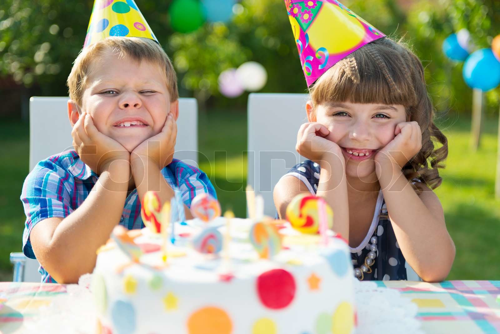 Happy children having fun at birthday party | Stock image | Colourbox