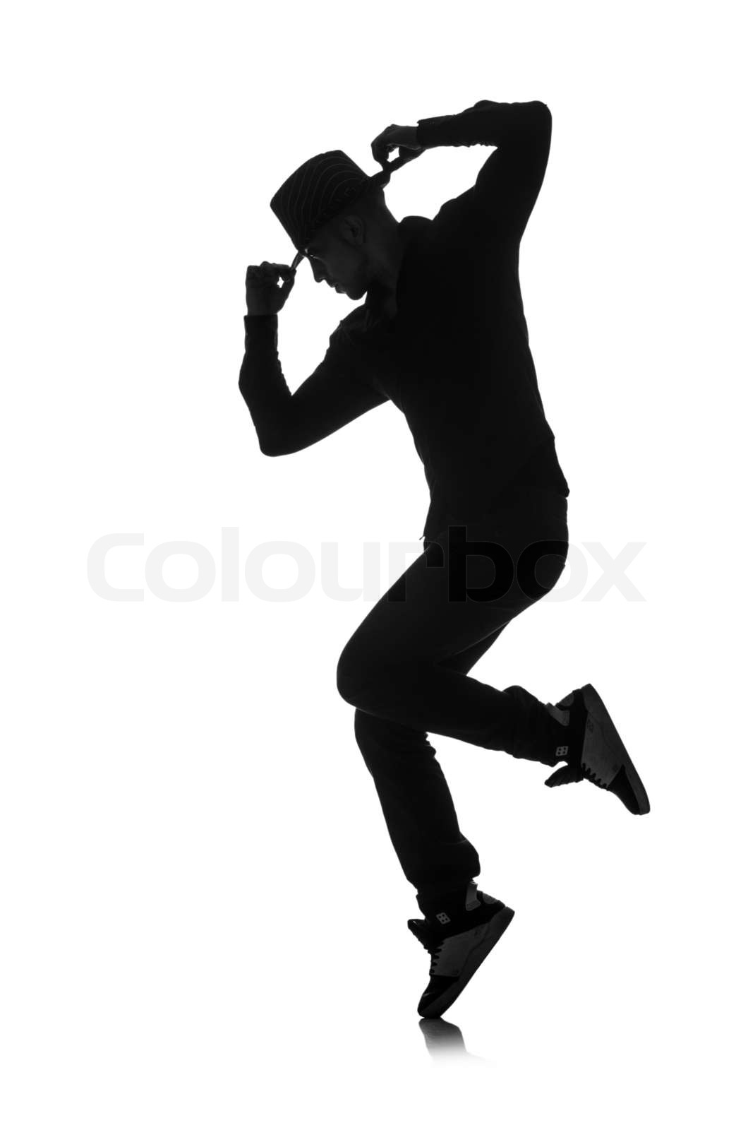 silhouette of male dancer isolated on white | Stock image | Colourbox