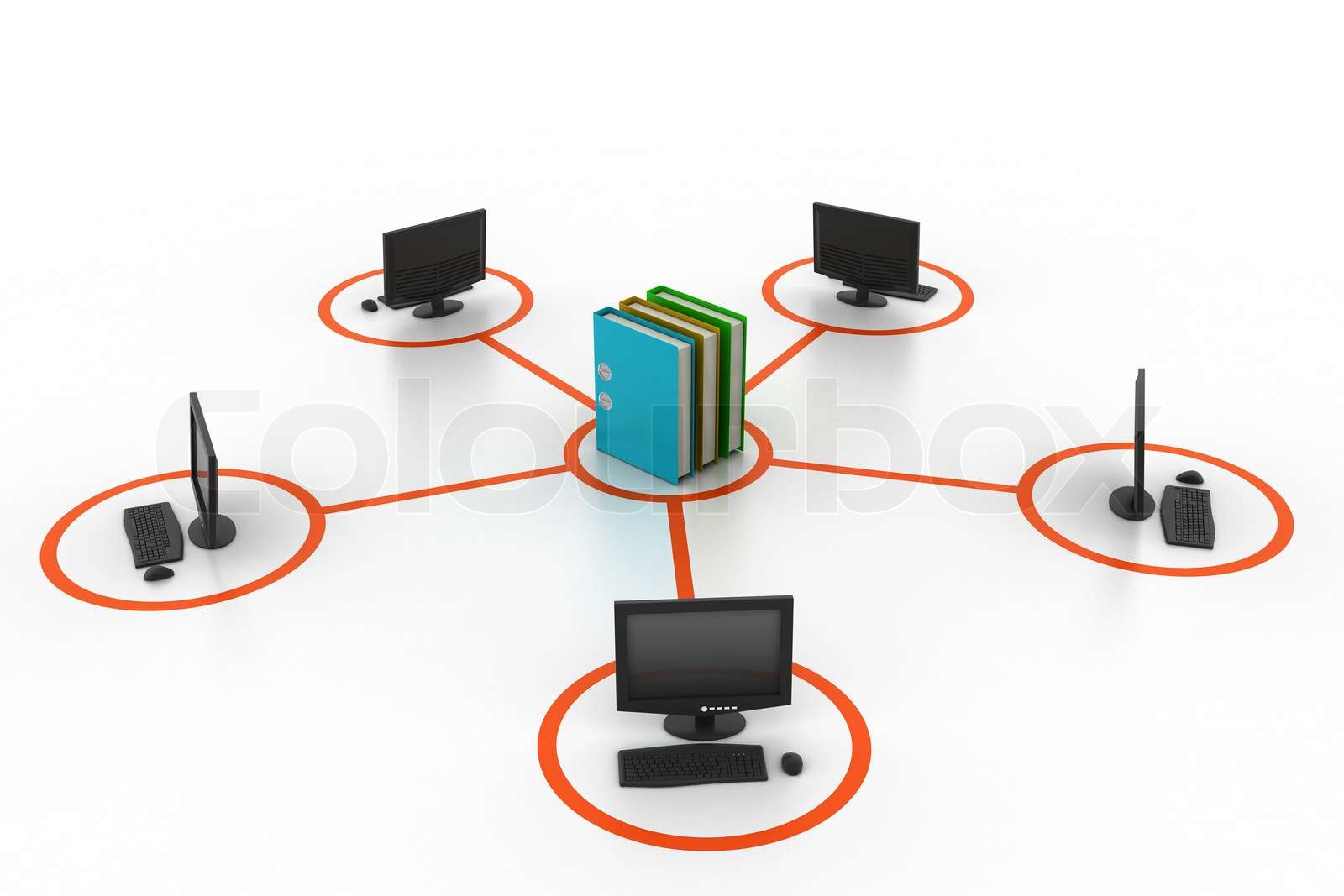 computer and documents network | Stock image | Colourbox