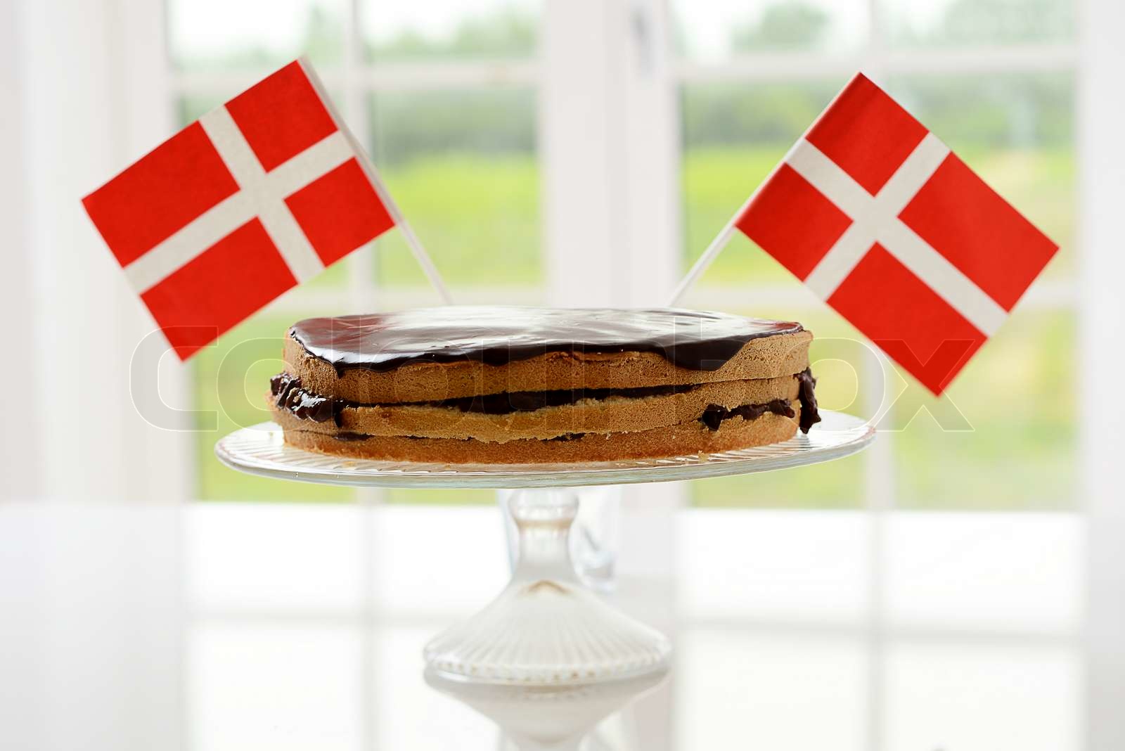 Layer cake with two Danish flags | Stock image | Colourbox
