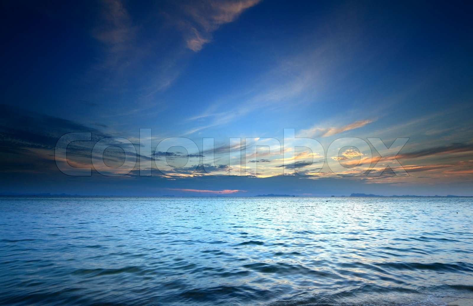 Rhythm Of Blue Sea And Sky Sunset Stock Image Colourbox