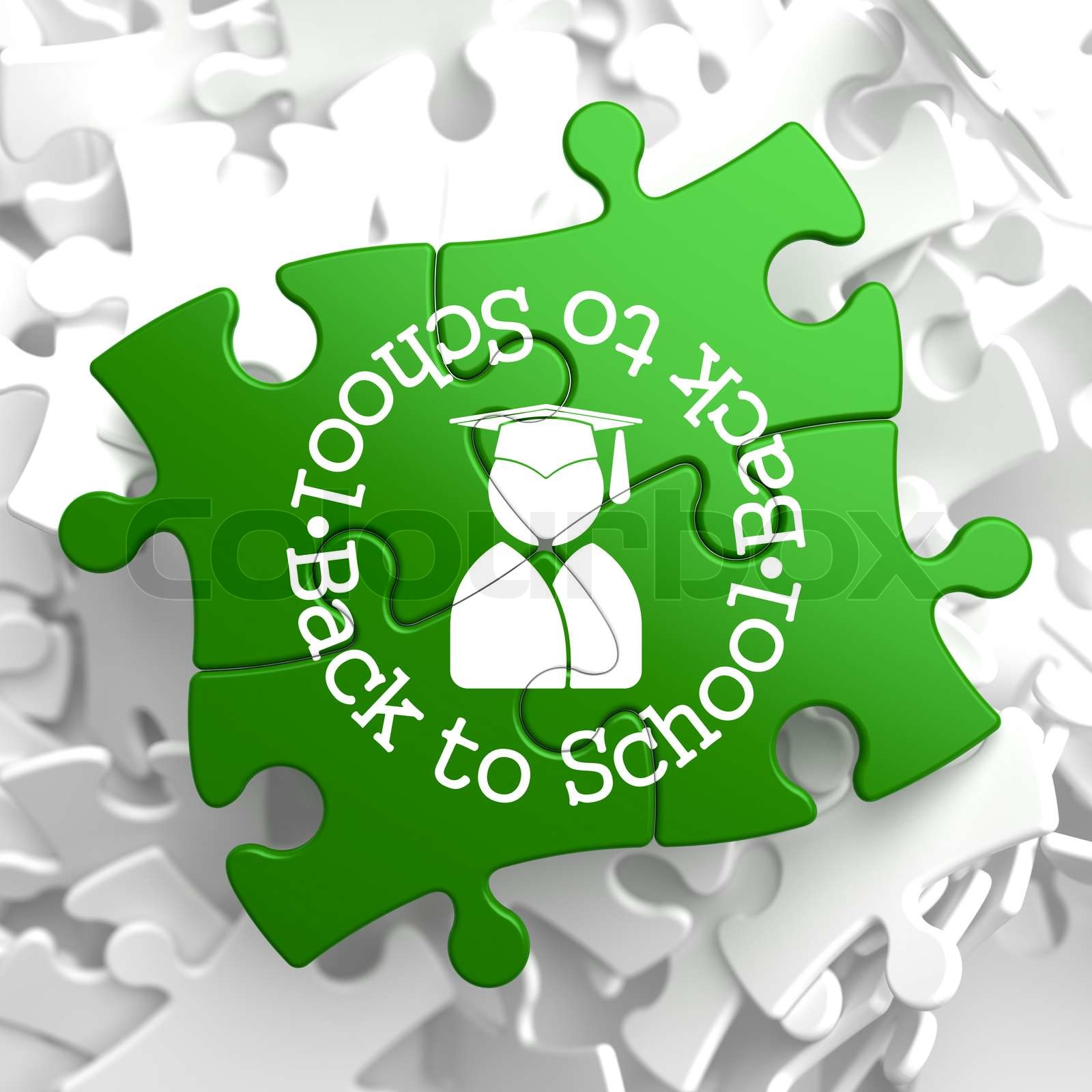 Back to School on Green Puzzle Pieces | Stock image | Colourbox