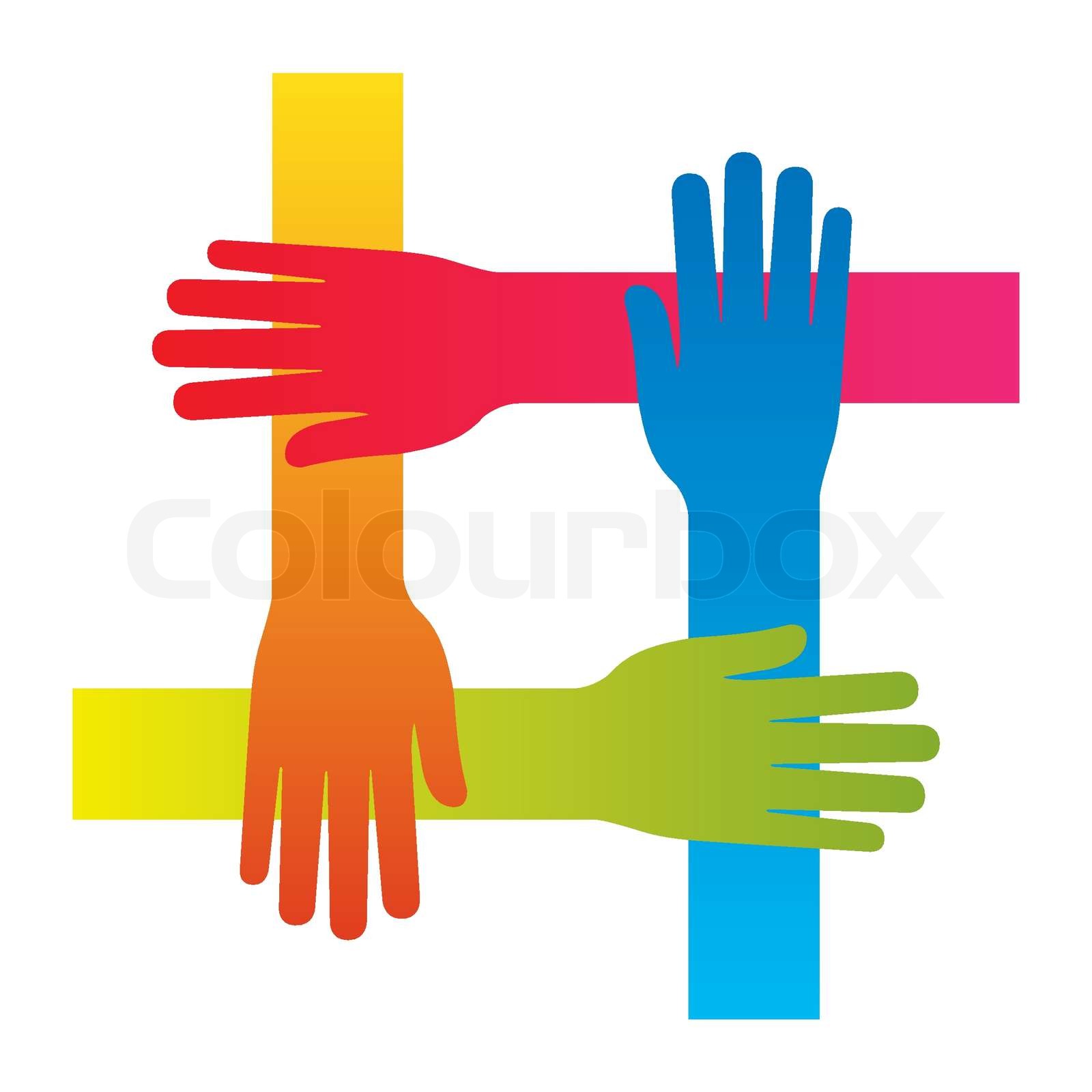 beliebten Hand verbindet Teamarbeit Symbol Konzept isoliert Vektor ...