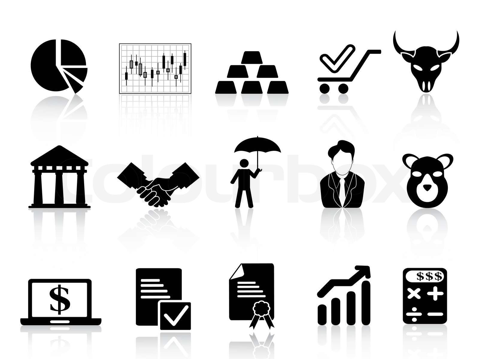 stock exchange icons set | Stock vector | Colourbox