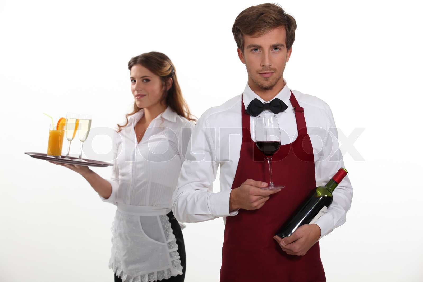 professional waiter and waitress | Stock image | Colourbox