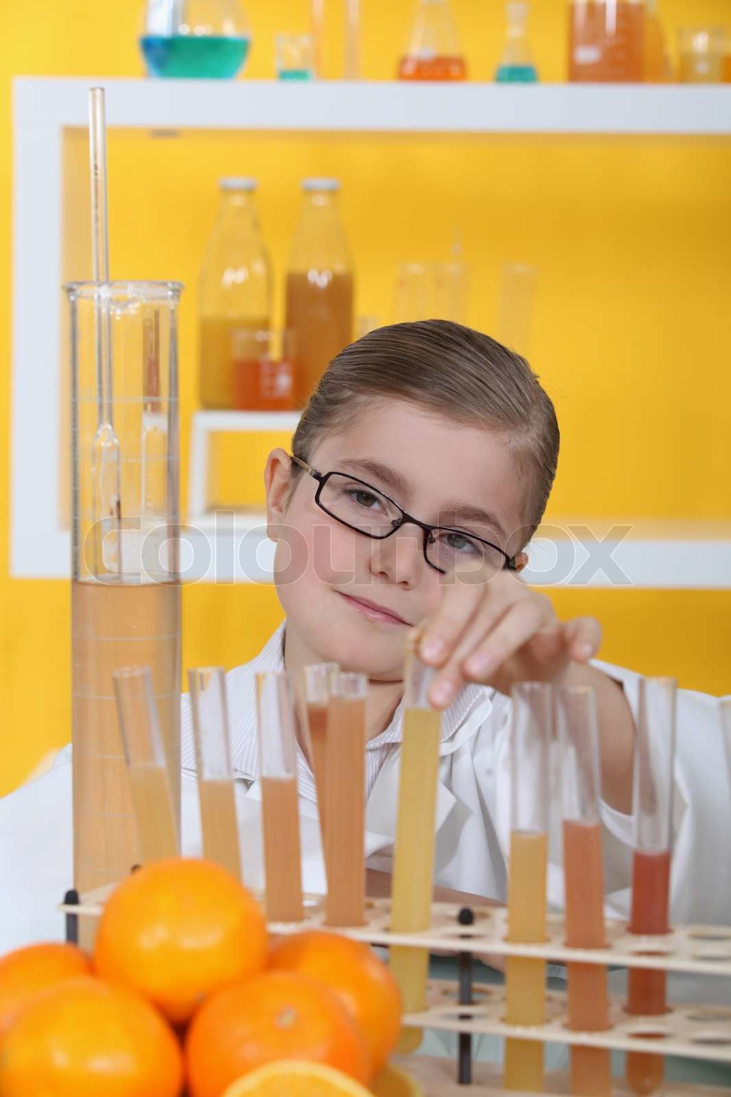 little girl in a research laboratory | Stock image | Colourbox