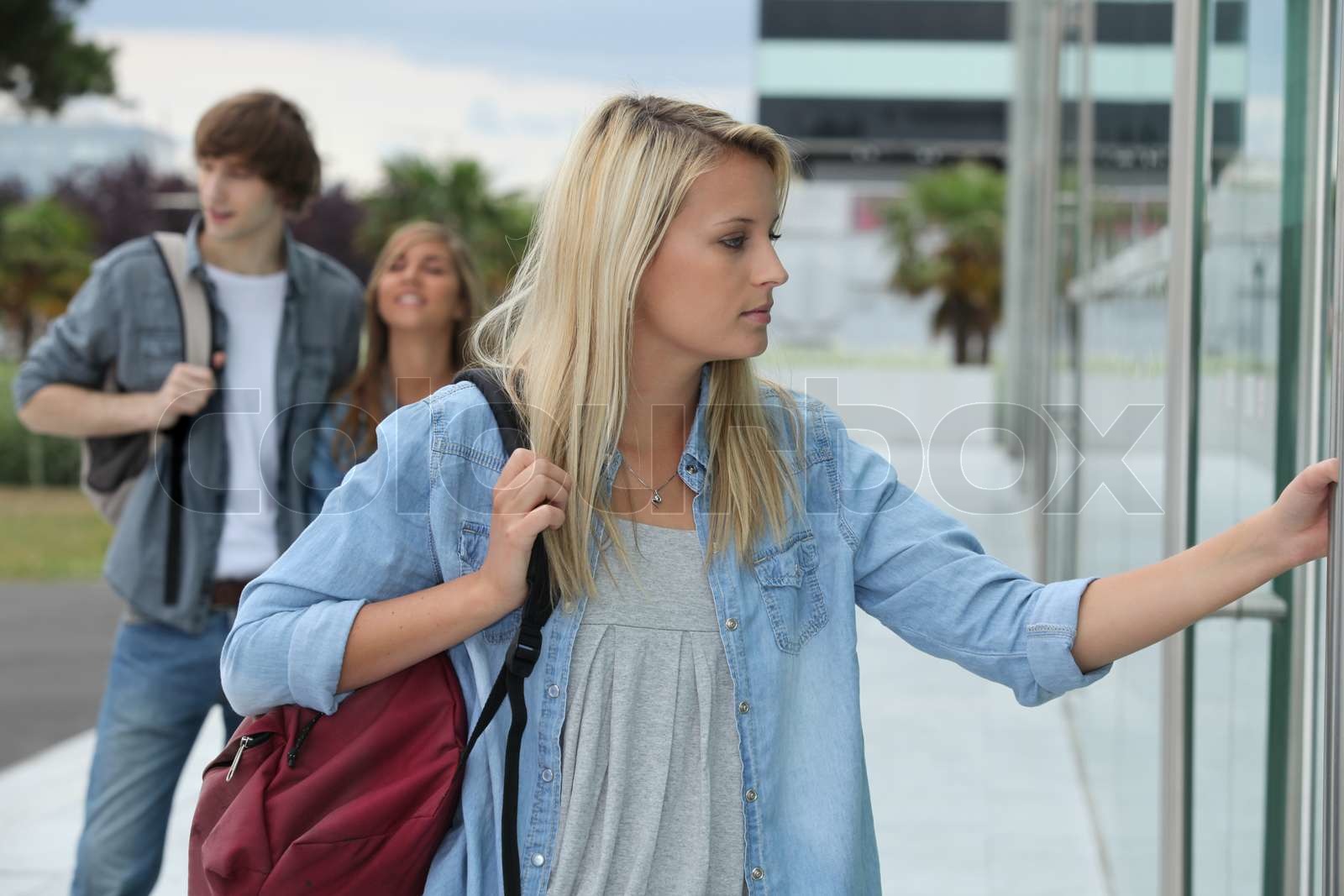Students entering university building | Stock image | Colourbox
