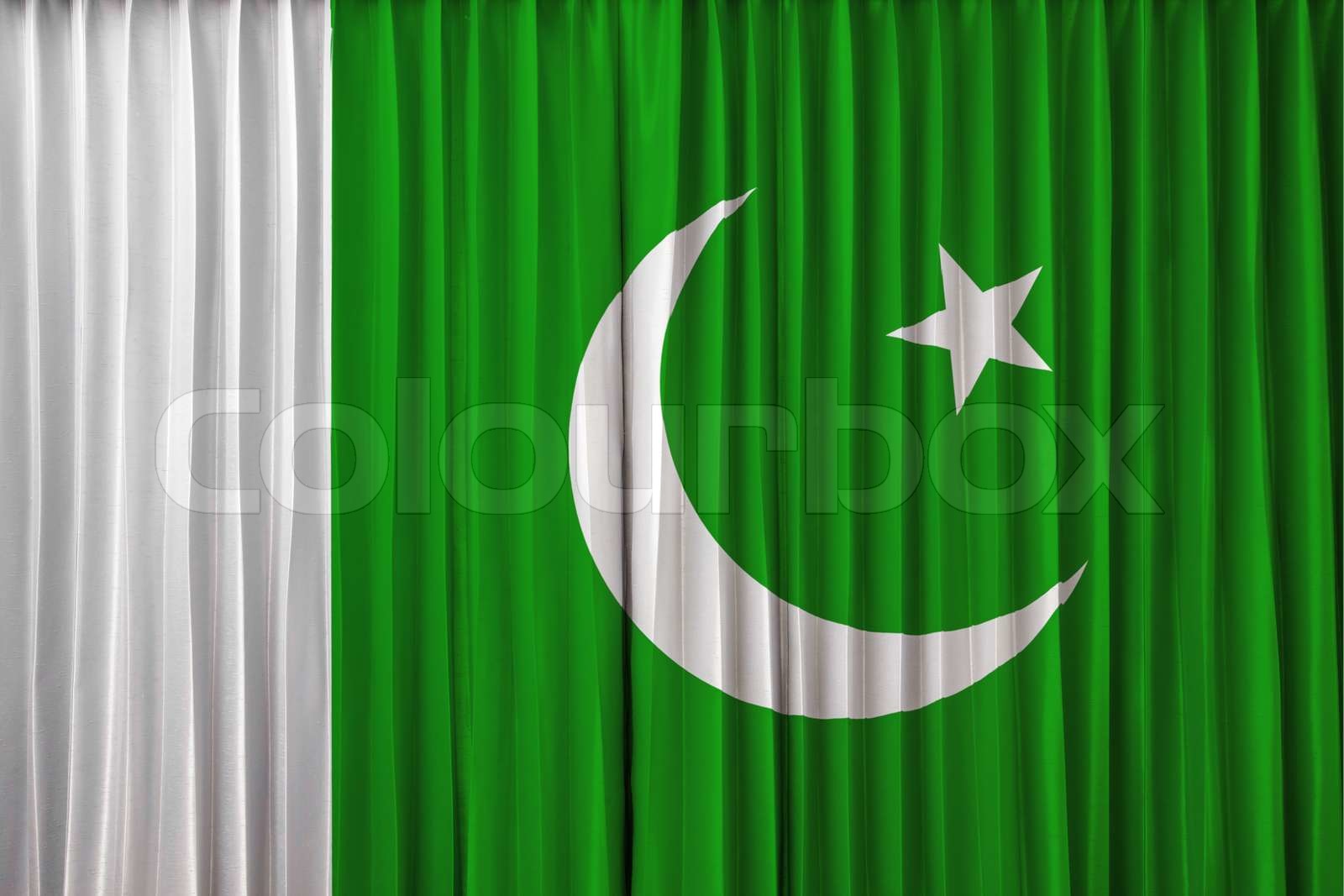 Pakistan Flagge auf Vorhang | Stock Bild | Colourbox
