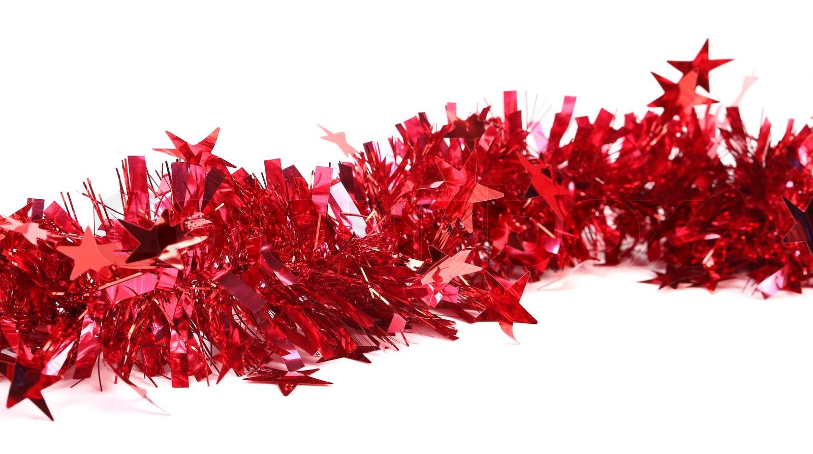 Red tinsel | Stock image | Colourbox