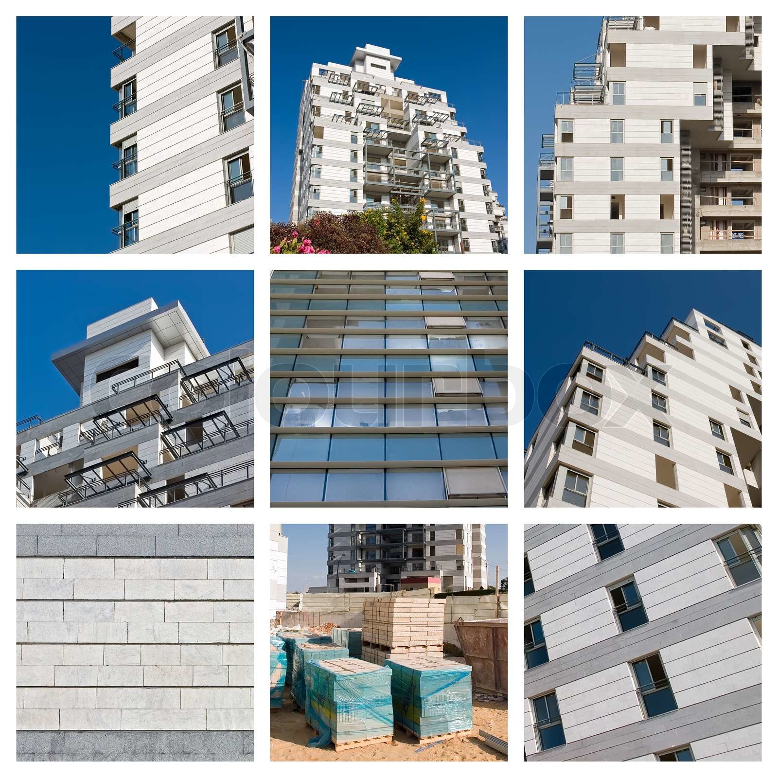 Collage residential building construction site | Stock image | Colourbox