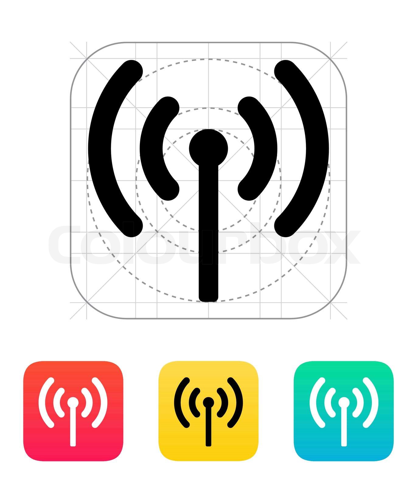 Radio antenna sending signal icon | Stock vector | Colourbox
