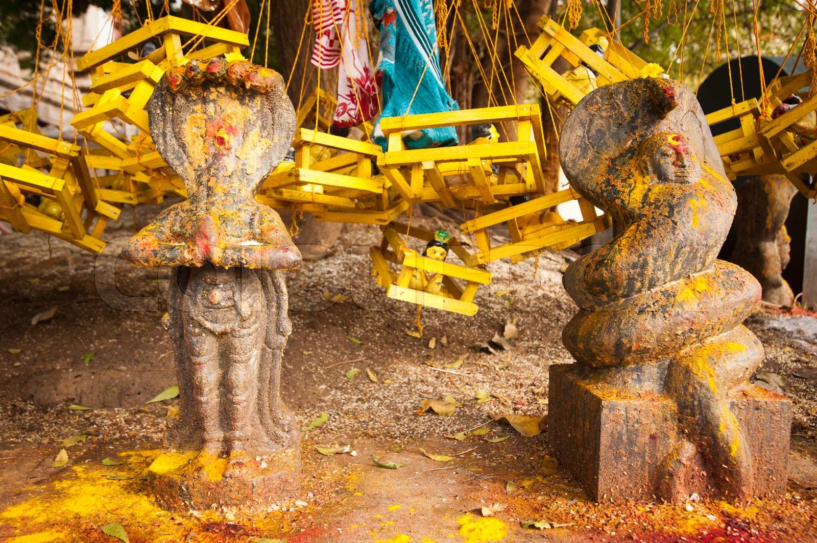 Hindu religious stone Idols in temple India | Stock image | Colourbox