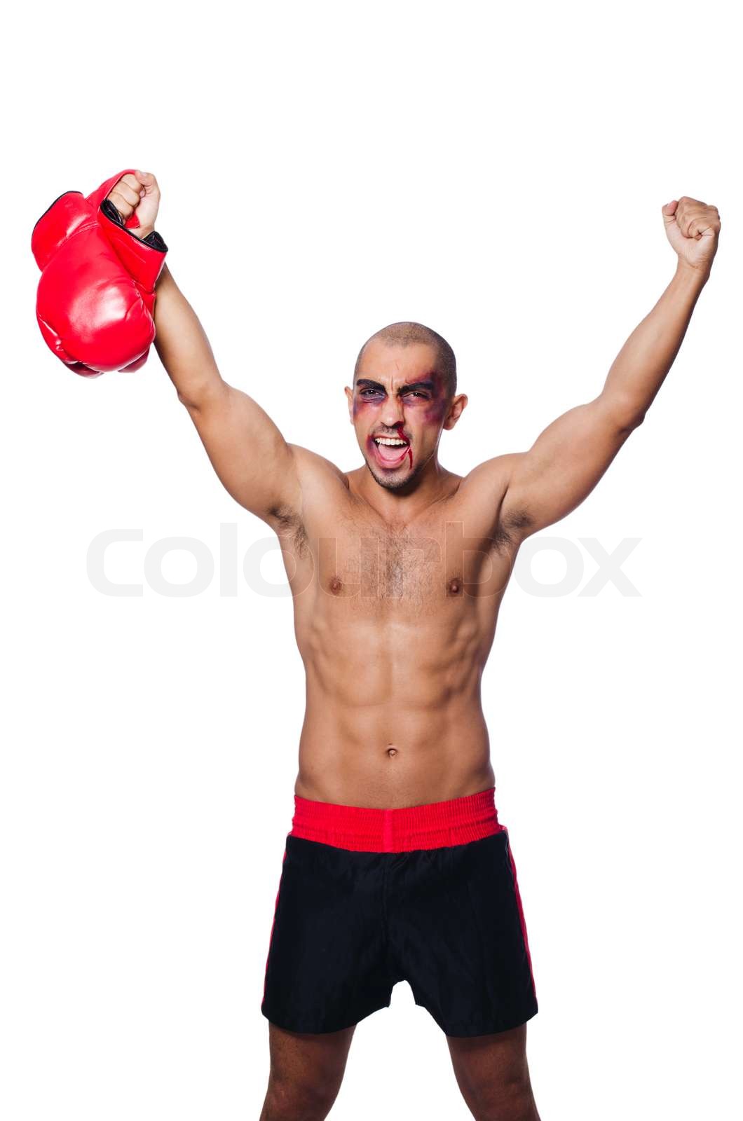 Badly beaten boxer isolated on white | Stock image | Colourbox