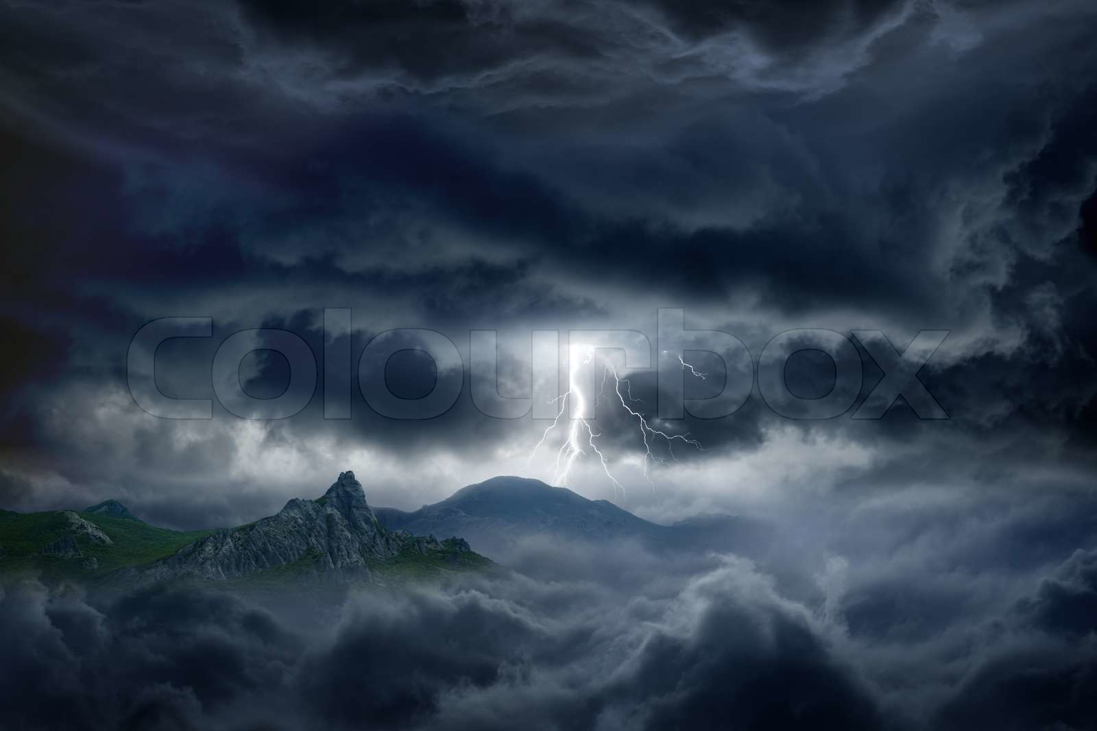 Dark Cloudy Sky With Lightning