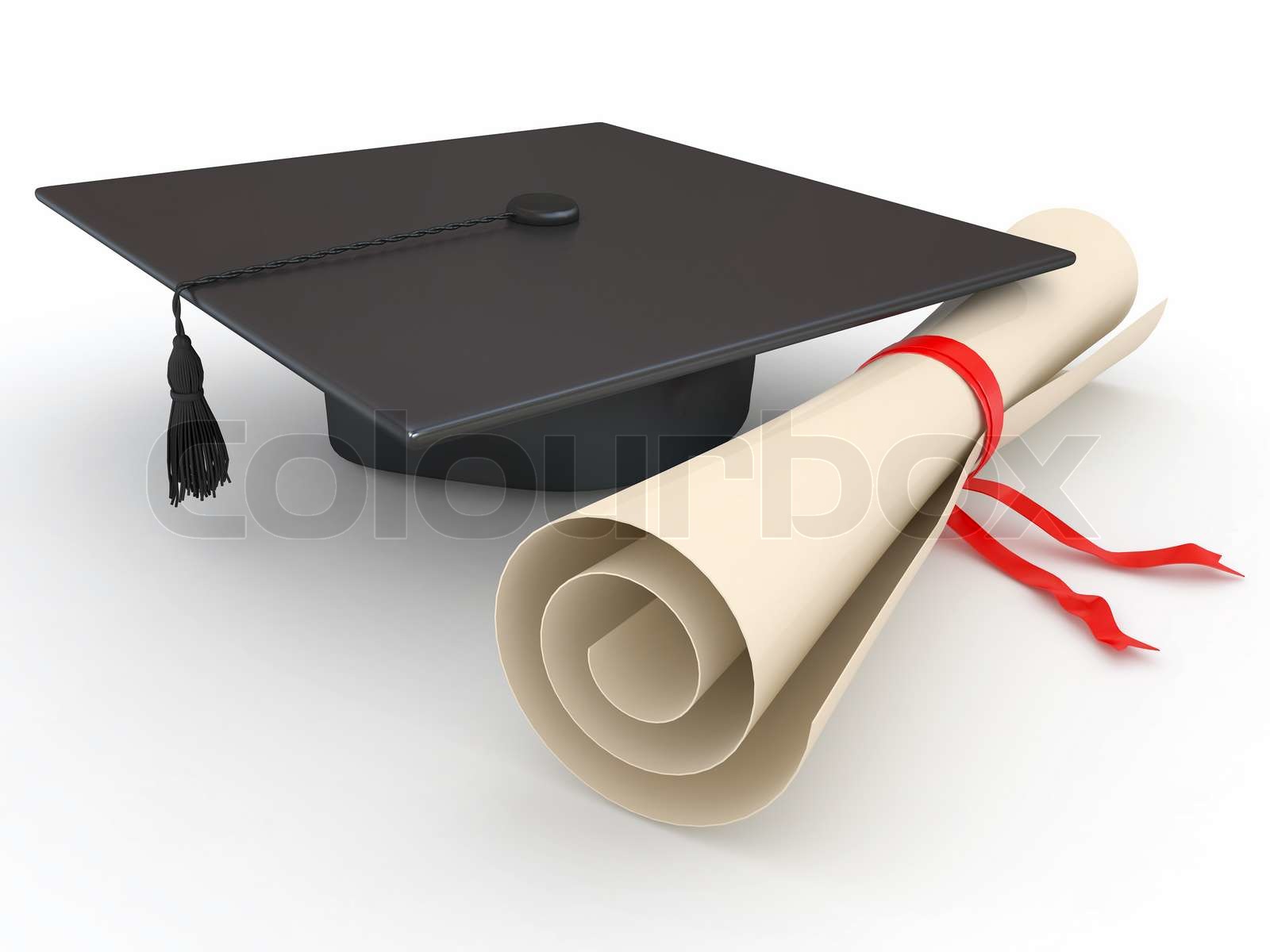 Graduation-Hut und Diplom 3d | Stock Bild | Colourbox