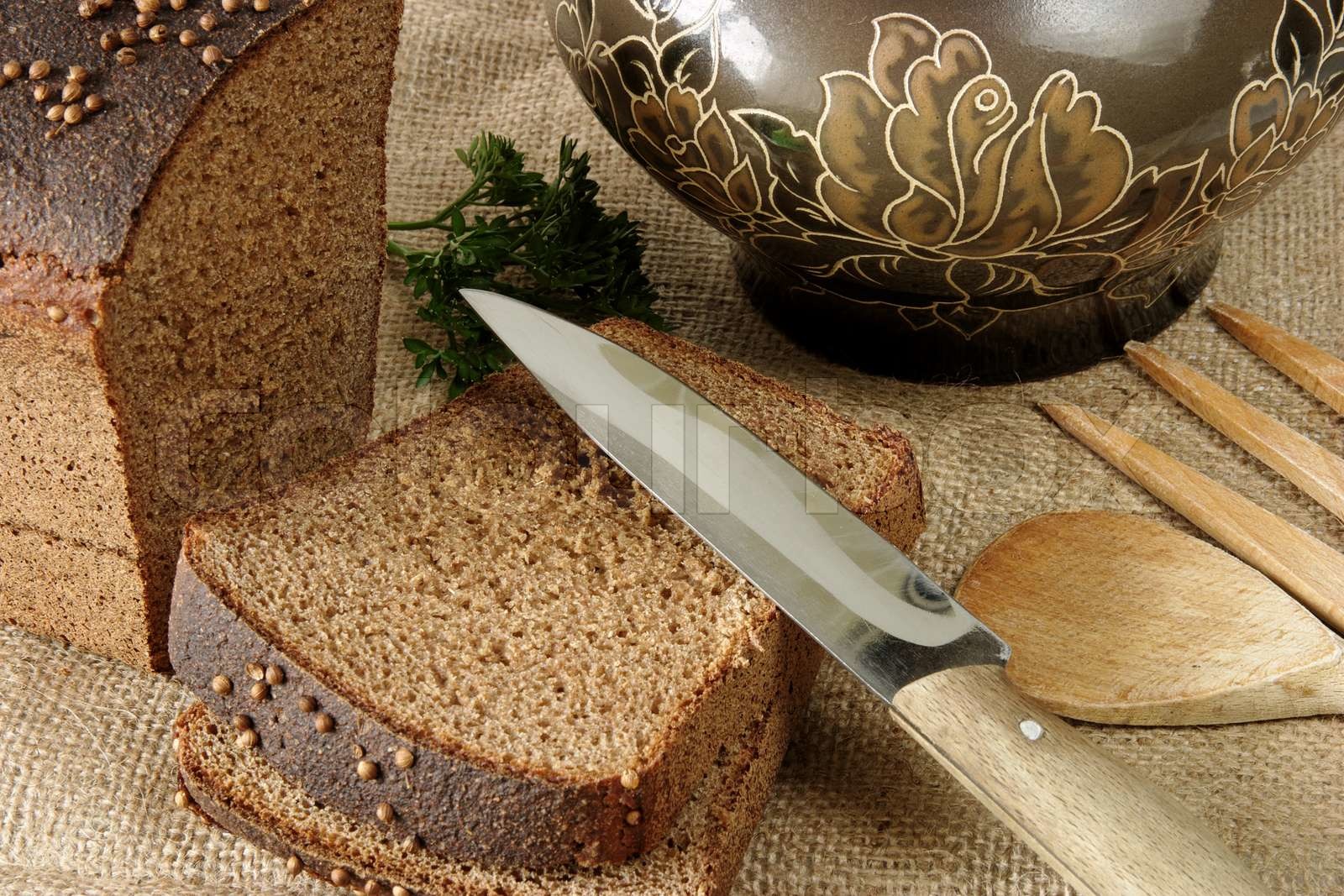 Bread and meal in pot | Stock image | Colourbox
