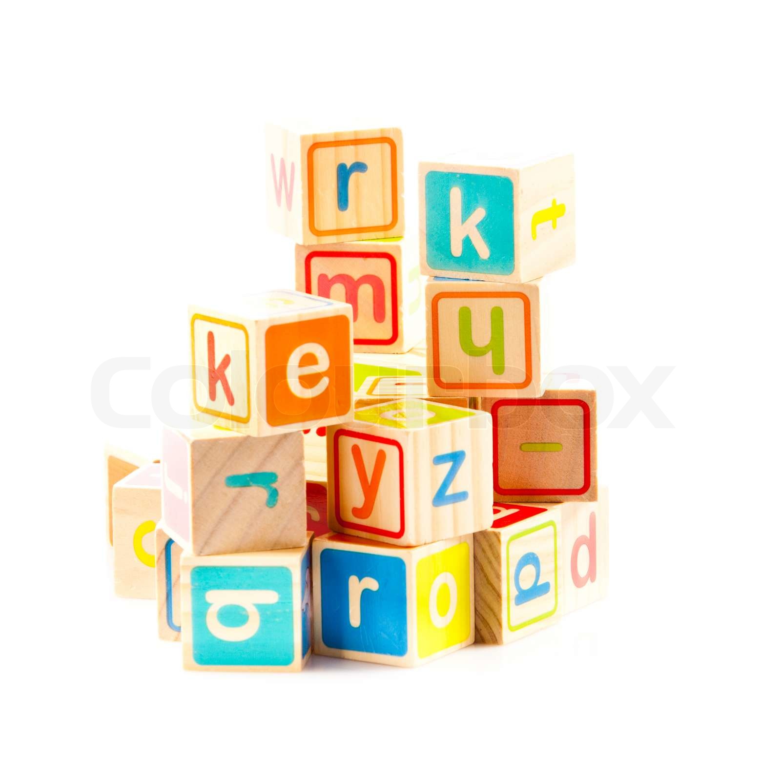 wooden toy cubes with letters Wooden alphabet blocks | Stock image ...