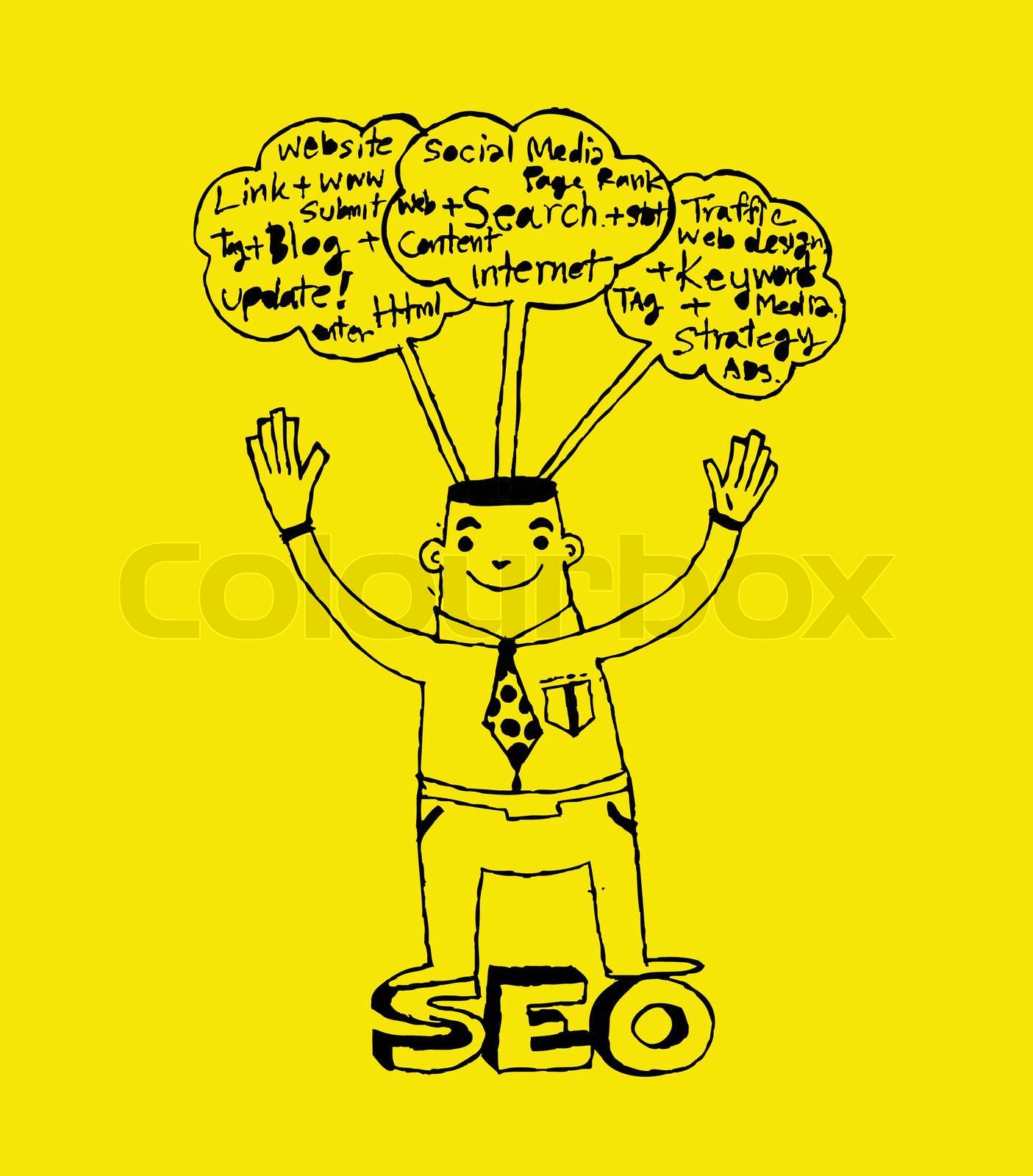 cartoon business man think idea | Stock vector | Colourbox