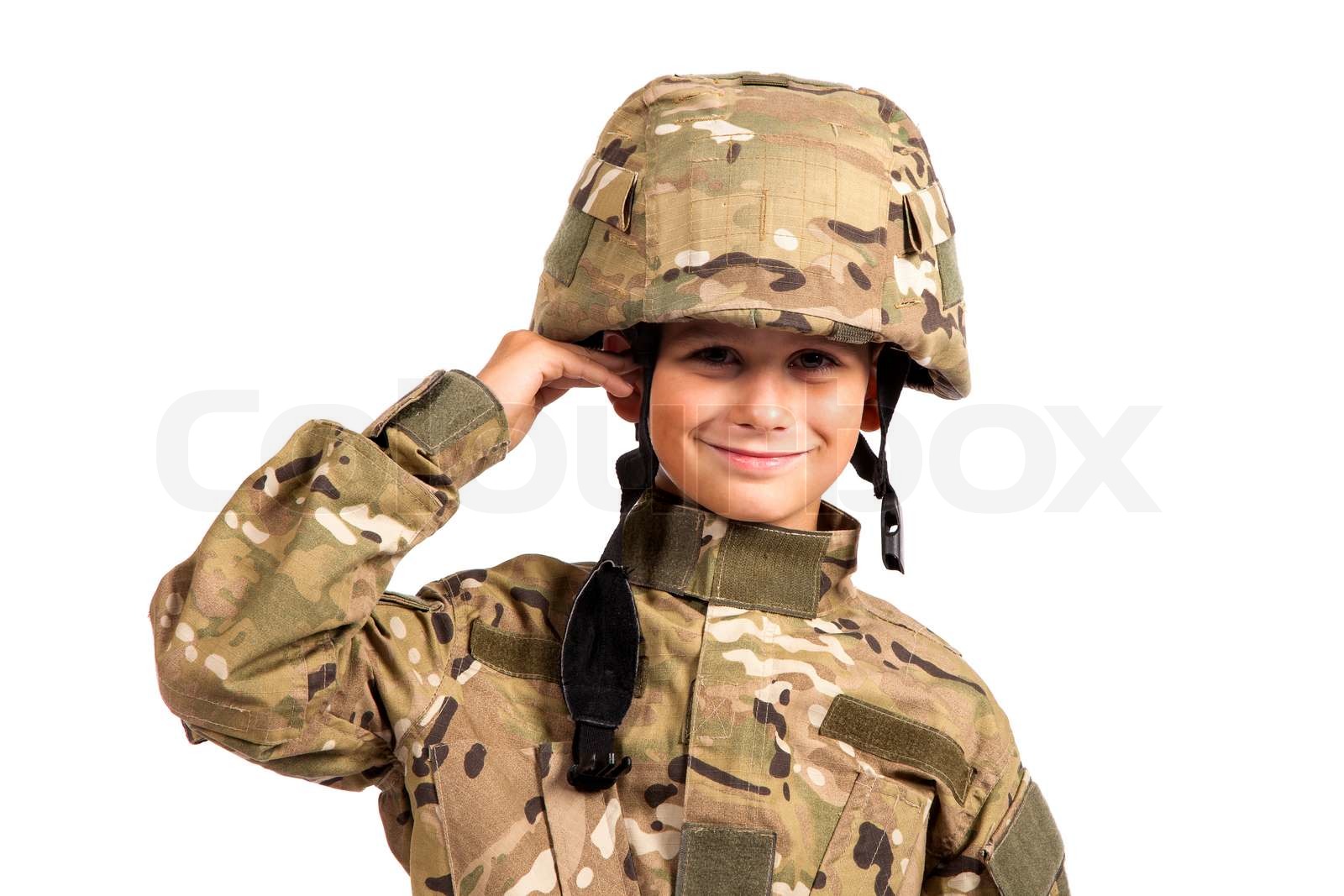 Saluting soldier Young boy | Stock image | Colourbox