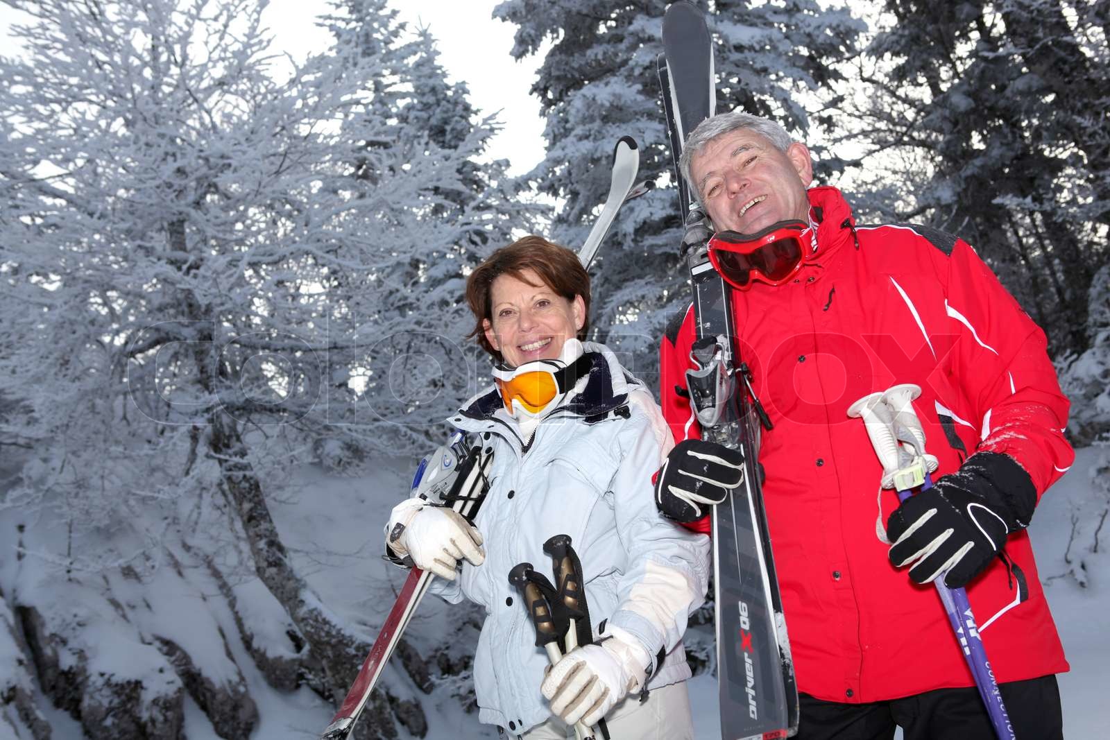 Couple skiing | Stock image | Colourbox