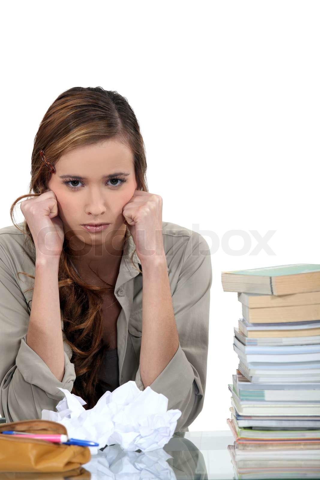 Overwhelmed student | Stock image | Colourbox