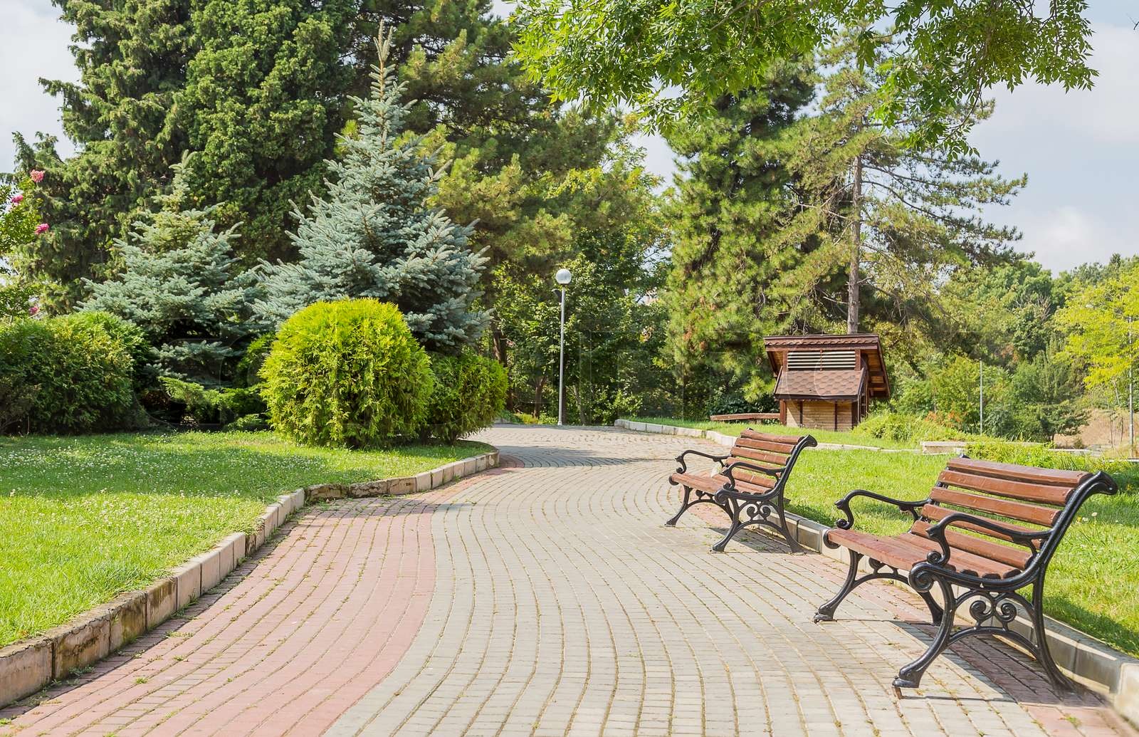 park, path, bench | Stock image | Colourbox