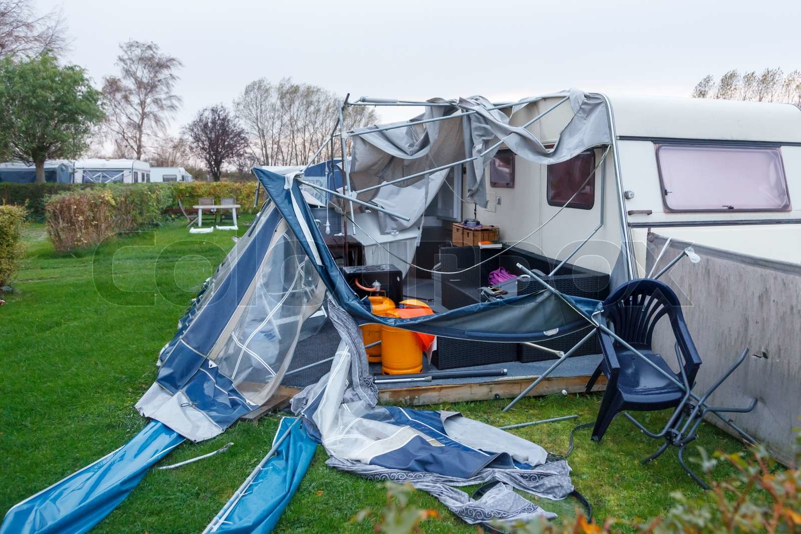 Broken Tent and Caravan | Stock image | Colourbox