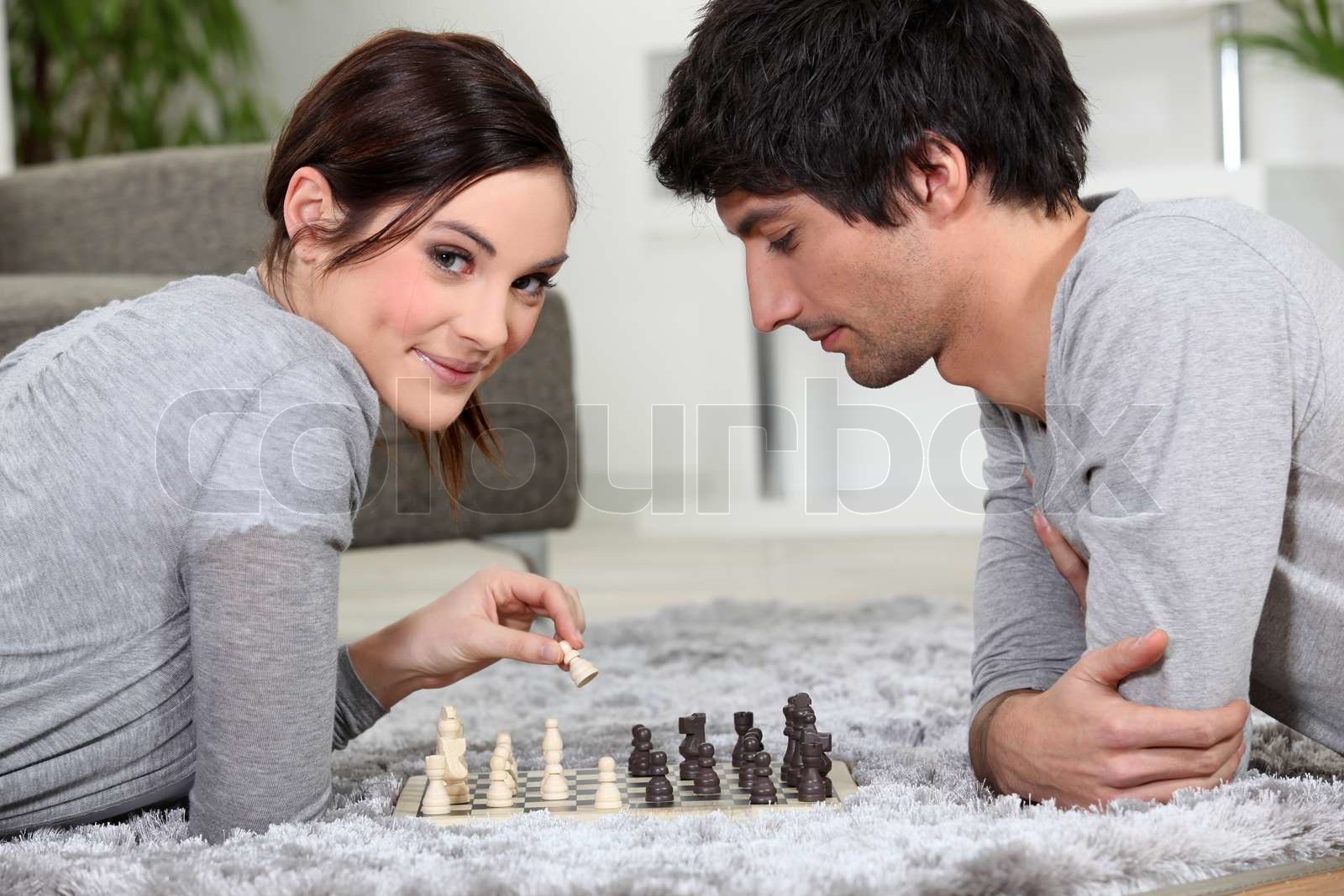 couple playing chess | Stock image | Colourbox