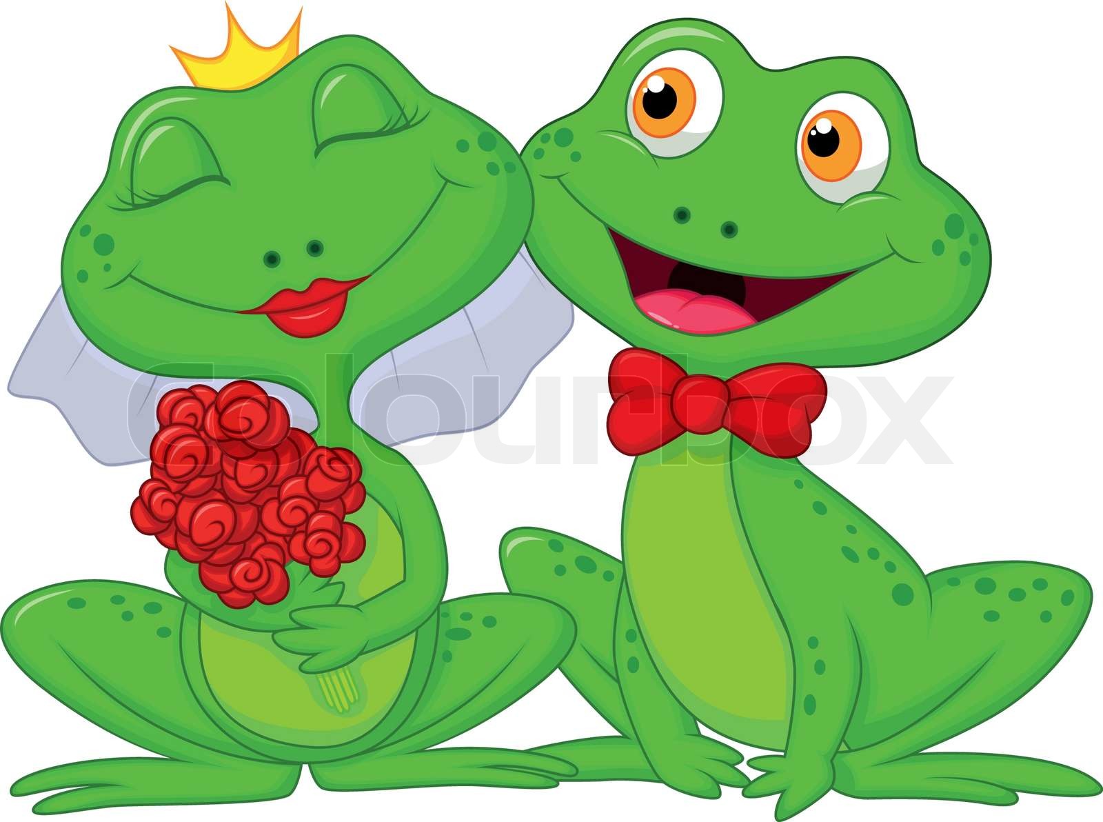 Bride and Groom Frogs Cartoon Characters | Stock vector | Colourbox