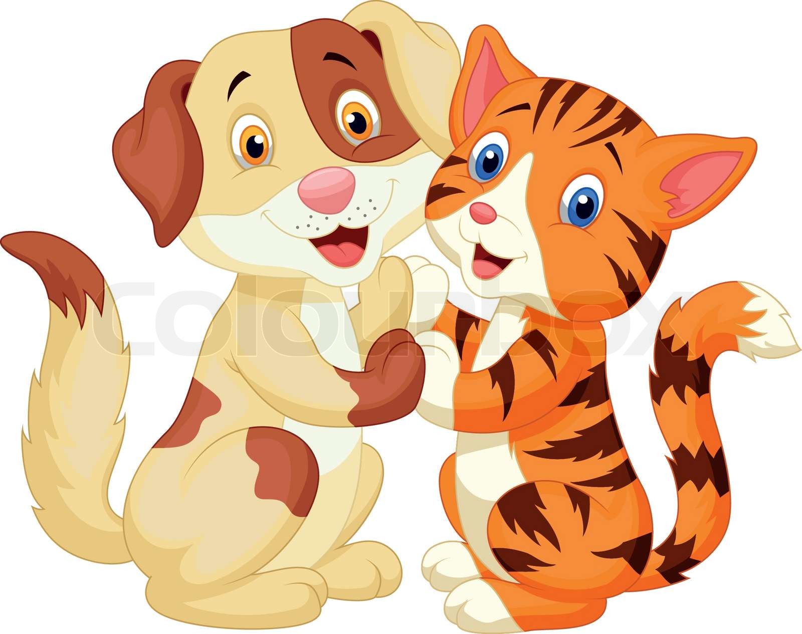 Cute tiger and dog cartoon | Stock vector | Colourbox