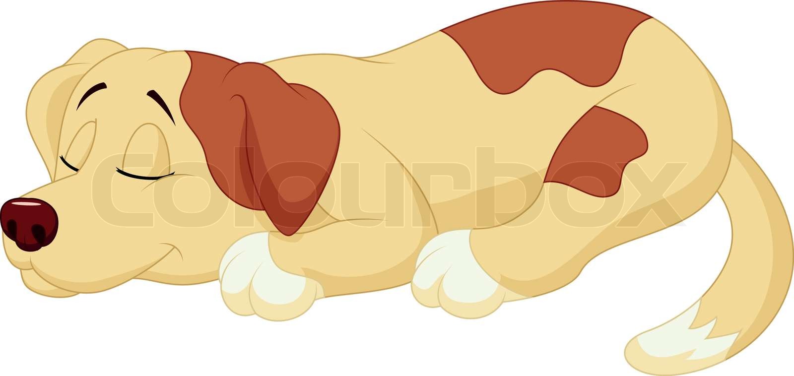 Cute dog cartoon sleeping | Stock vector | Colourbox