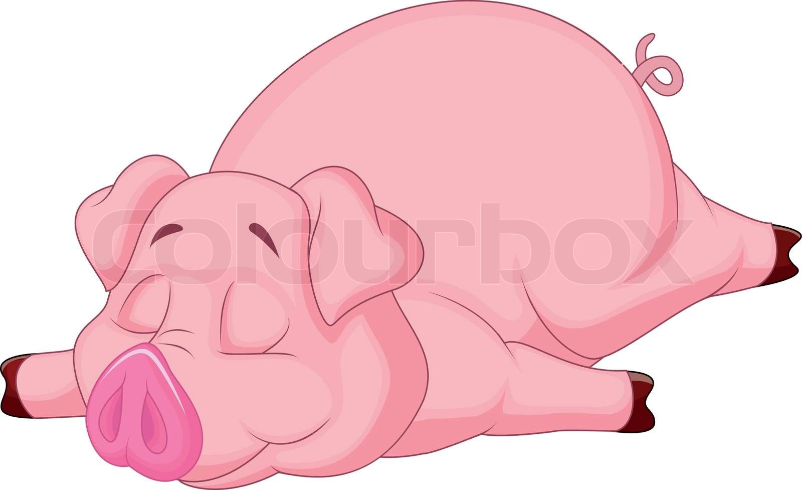 Cute pig cartoon sleeping | Stock vector | Colourbox