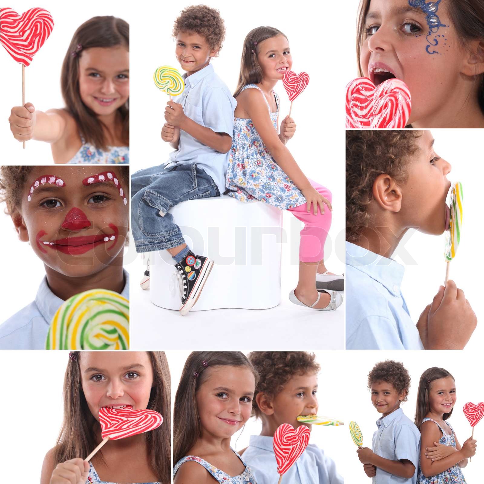 children sucking on lollipops | Stock image | Colourbox