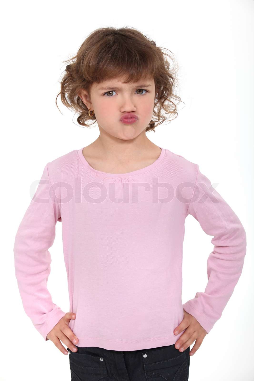 Grumpy little girl | Stock image | Colourbox