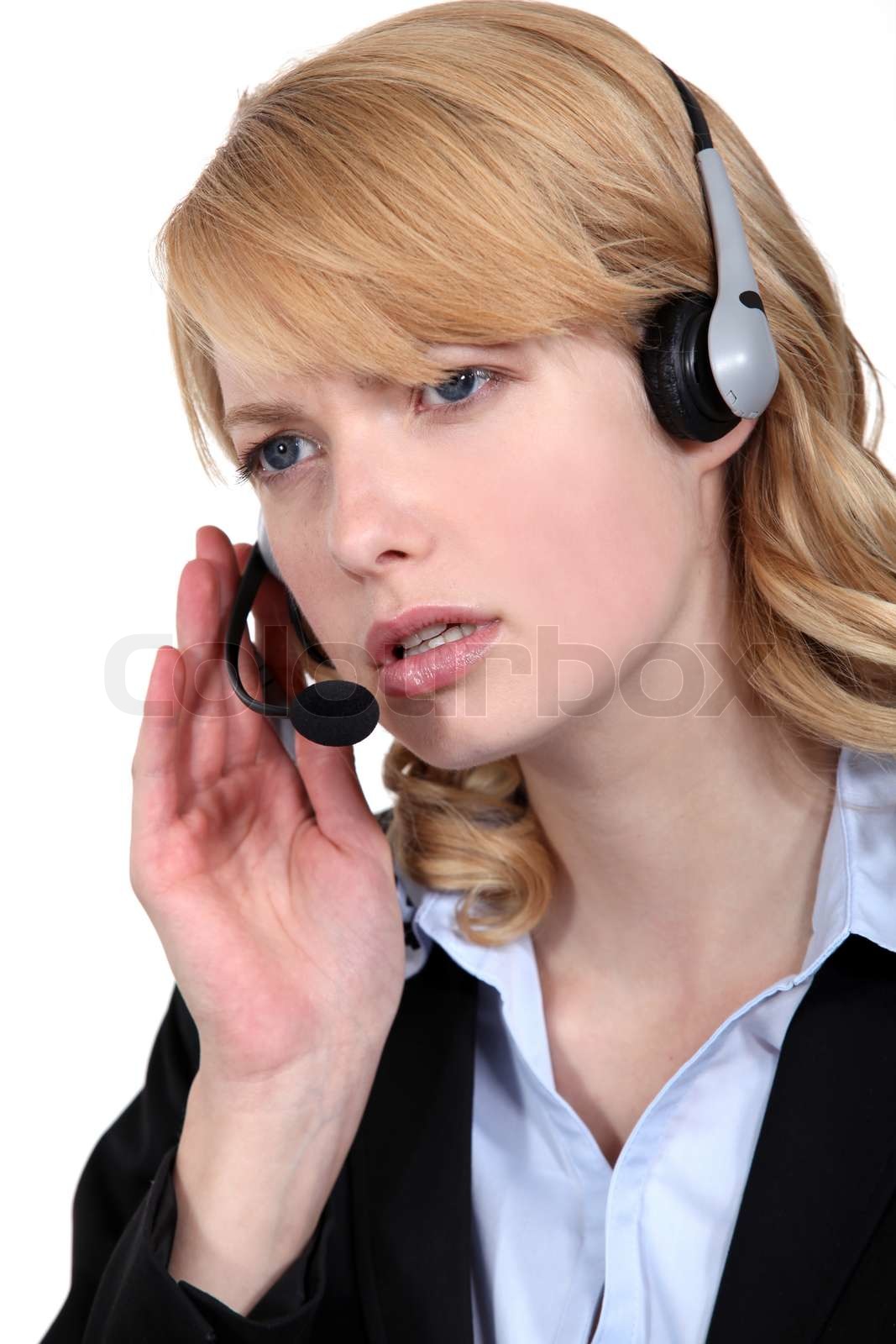 Worried call-center worker | Stock image | Colourbox