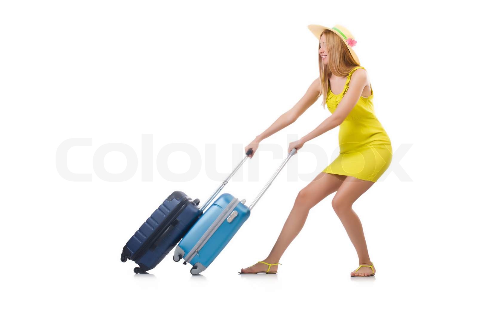 Woman going to summer vacation isolated on white | Stock image | Colourbox