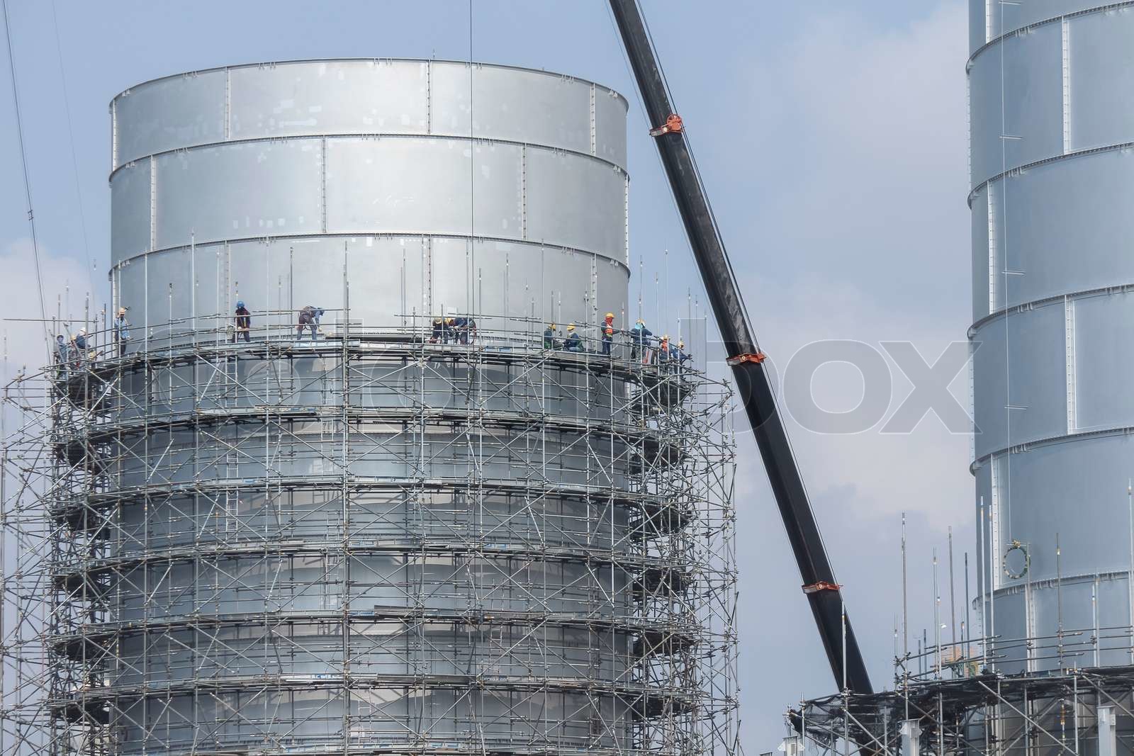 Tank storage foundationwith scaffolding | Stock image | Colourbox